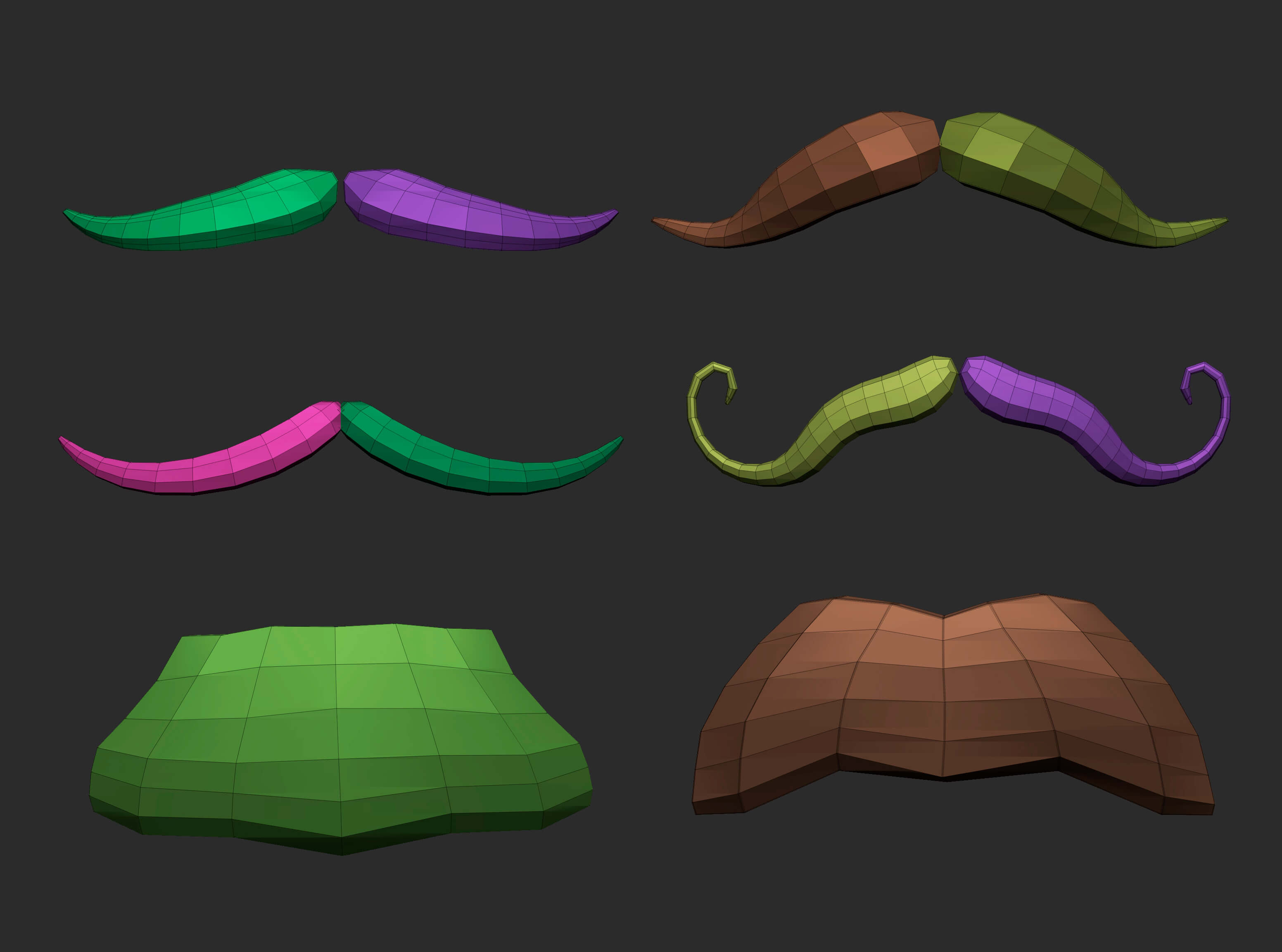 30 Low Poly Mustache and Beard Base Mesh IMM Set - Brush or Tool by ...