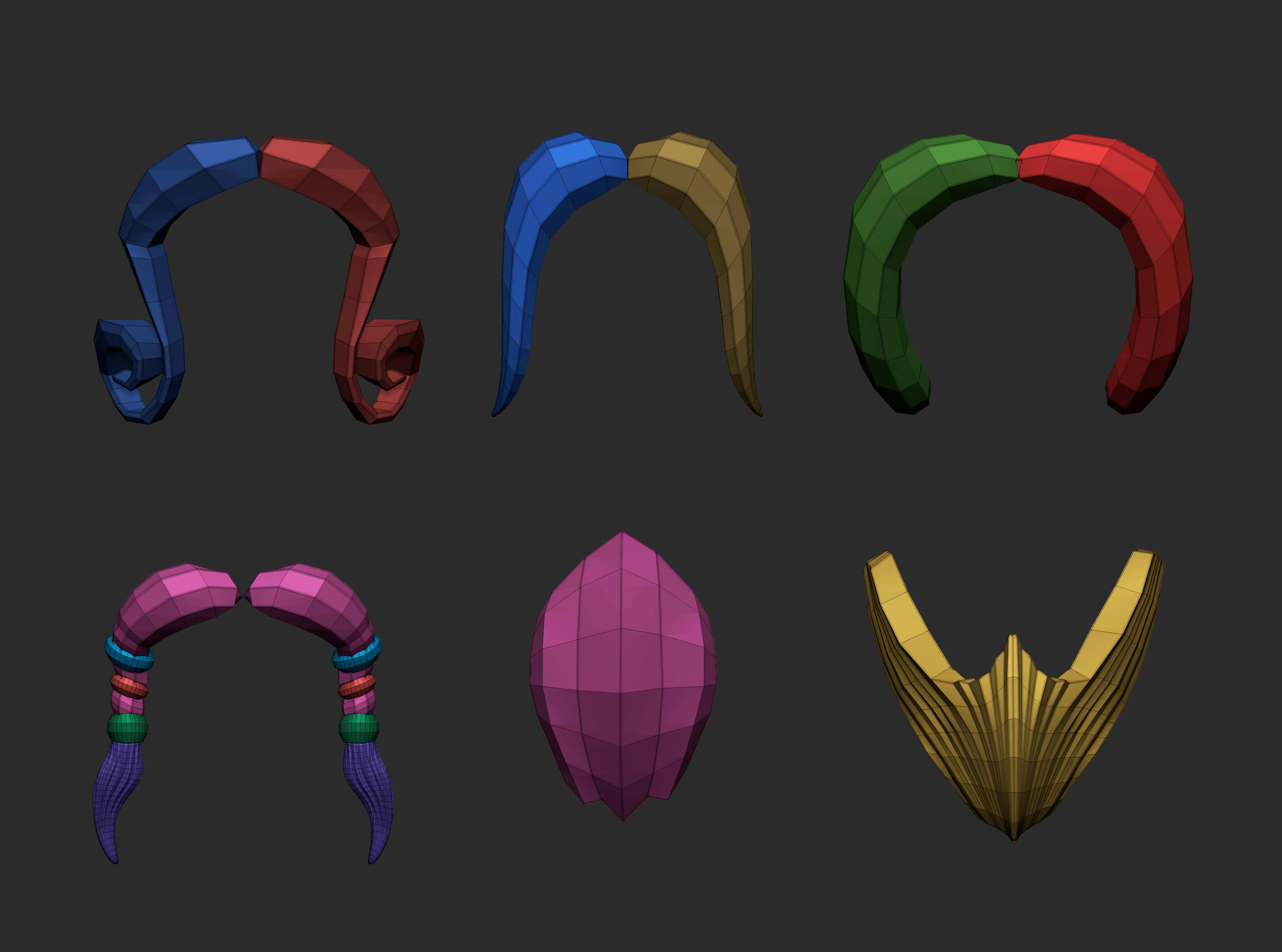 30 Low Poly Mustache and Beard Base Mesh IMM Set - Brush or Tool by ...