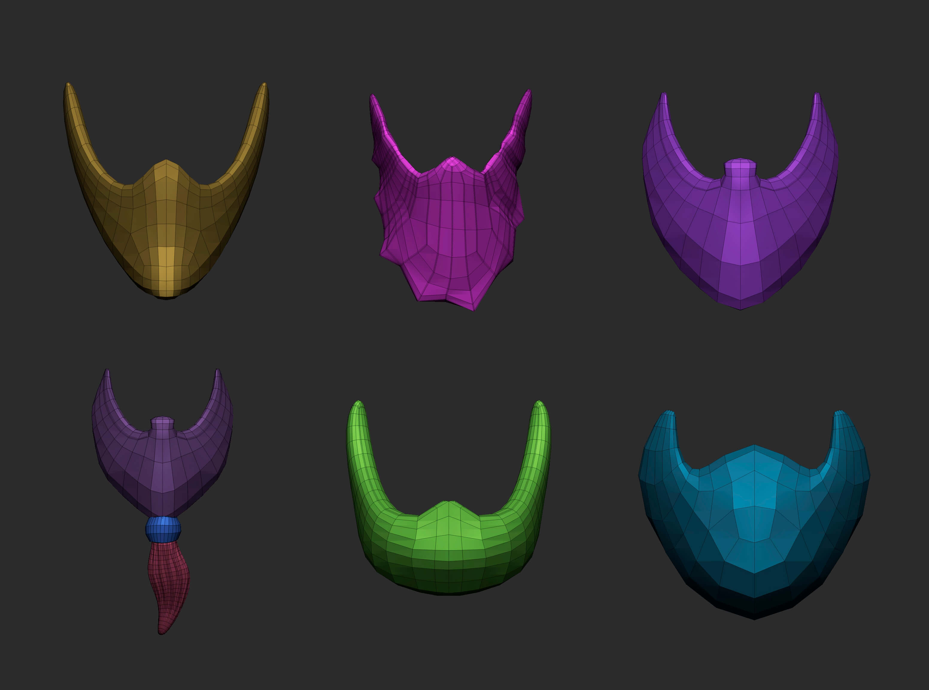 30 Low Poly Mustache and Beard Base Mesh IMM Set - Brush or Tool by ...