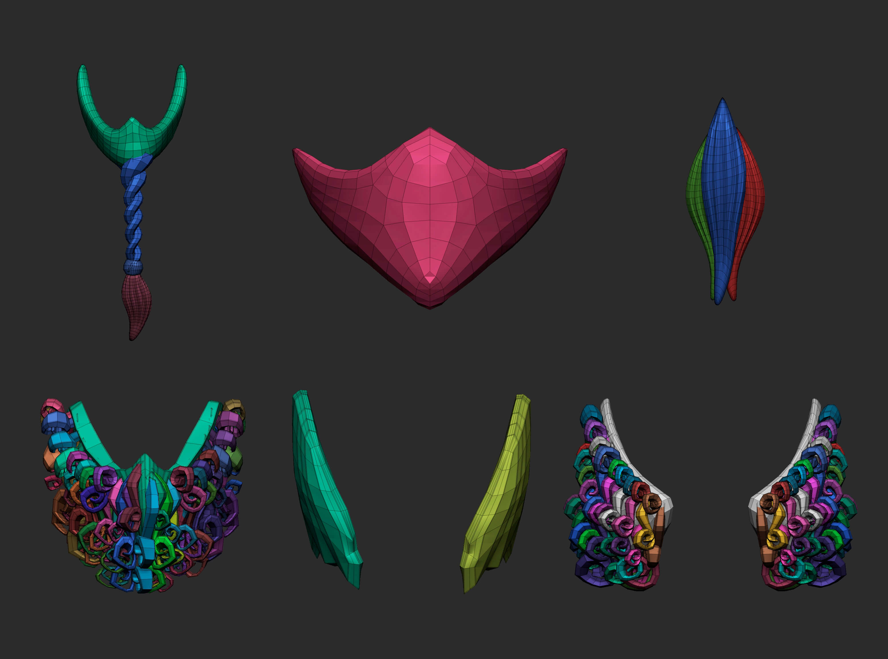 30 Low Poly Mustache and Beard Base Mesh IMM Set - Brush or Tool by ...