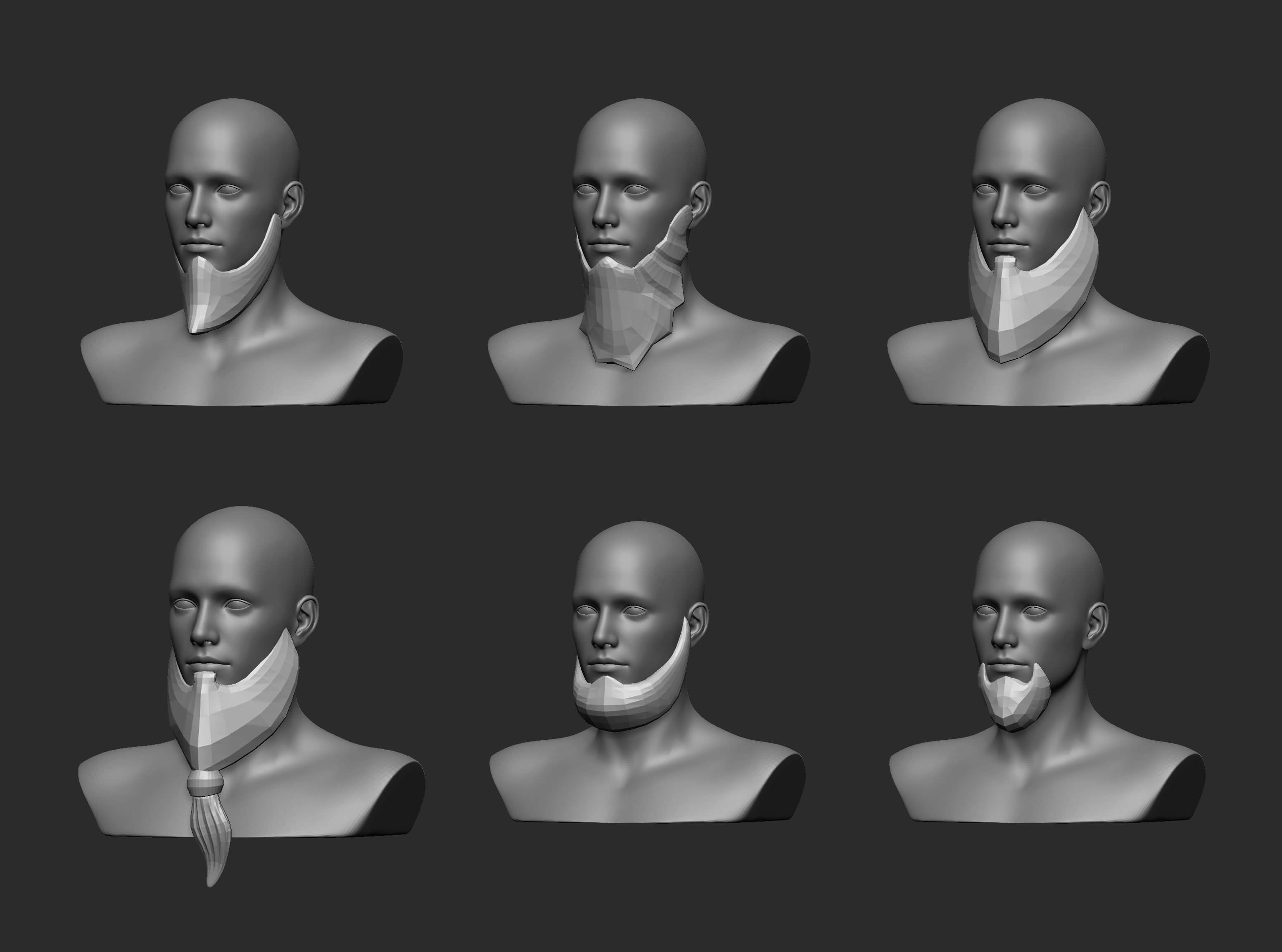 30 Low Poly Mustache and Beard Base Mesh IMM Set - Brush or Tool by ...