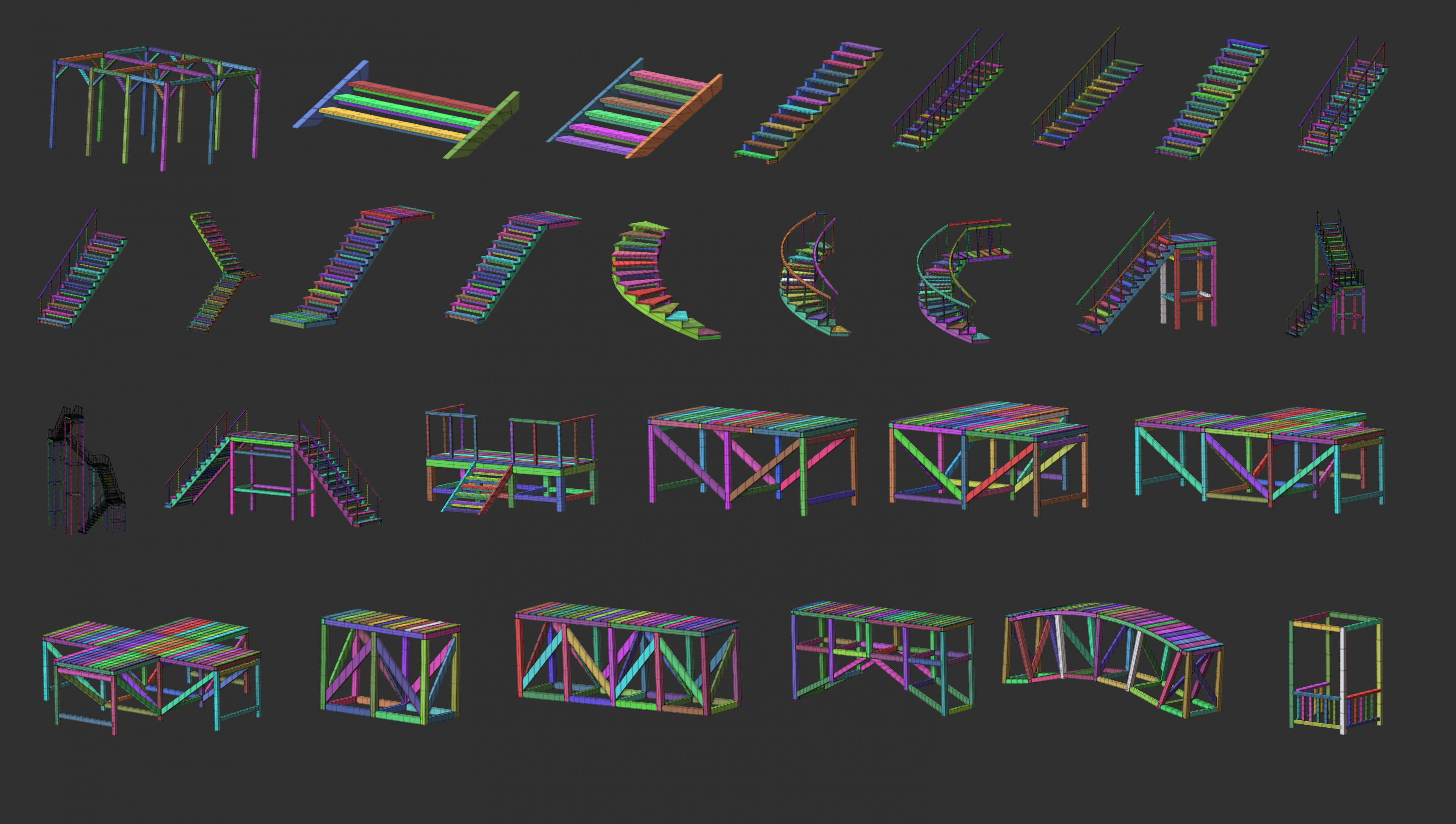 300 Low Poly Wooden Shed, House, Farm or Cabin Parts IMM by breakermaximus