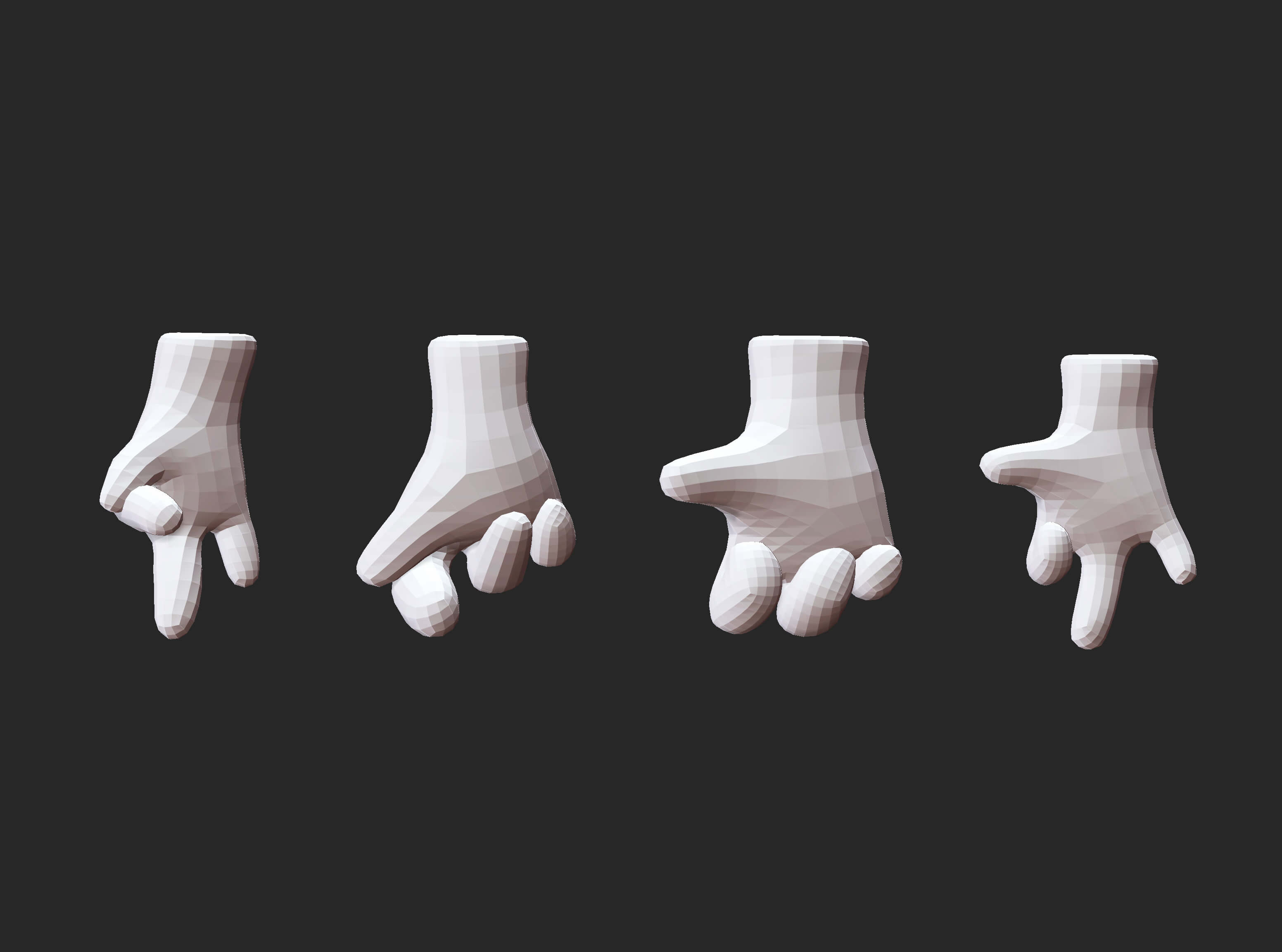 35 Low Poly Four Fingered Cartoon Hands and Gestures IMM Set - Brush or ...