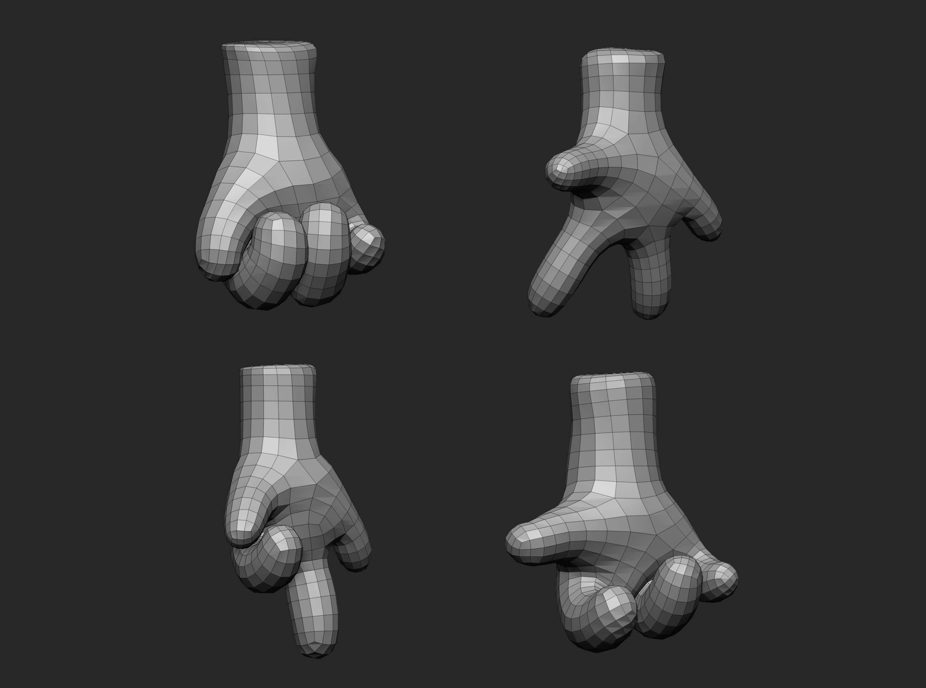 35 Low Poly Four Fingered Cartoon Hands and Gestures IMM Set - Brush or ...