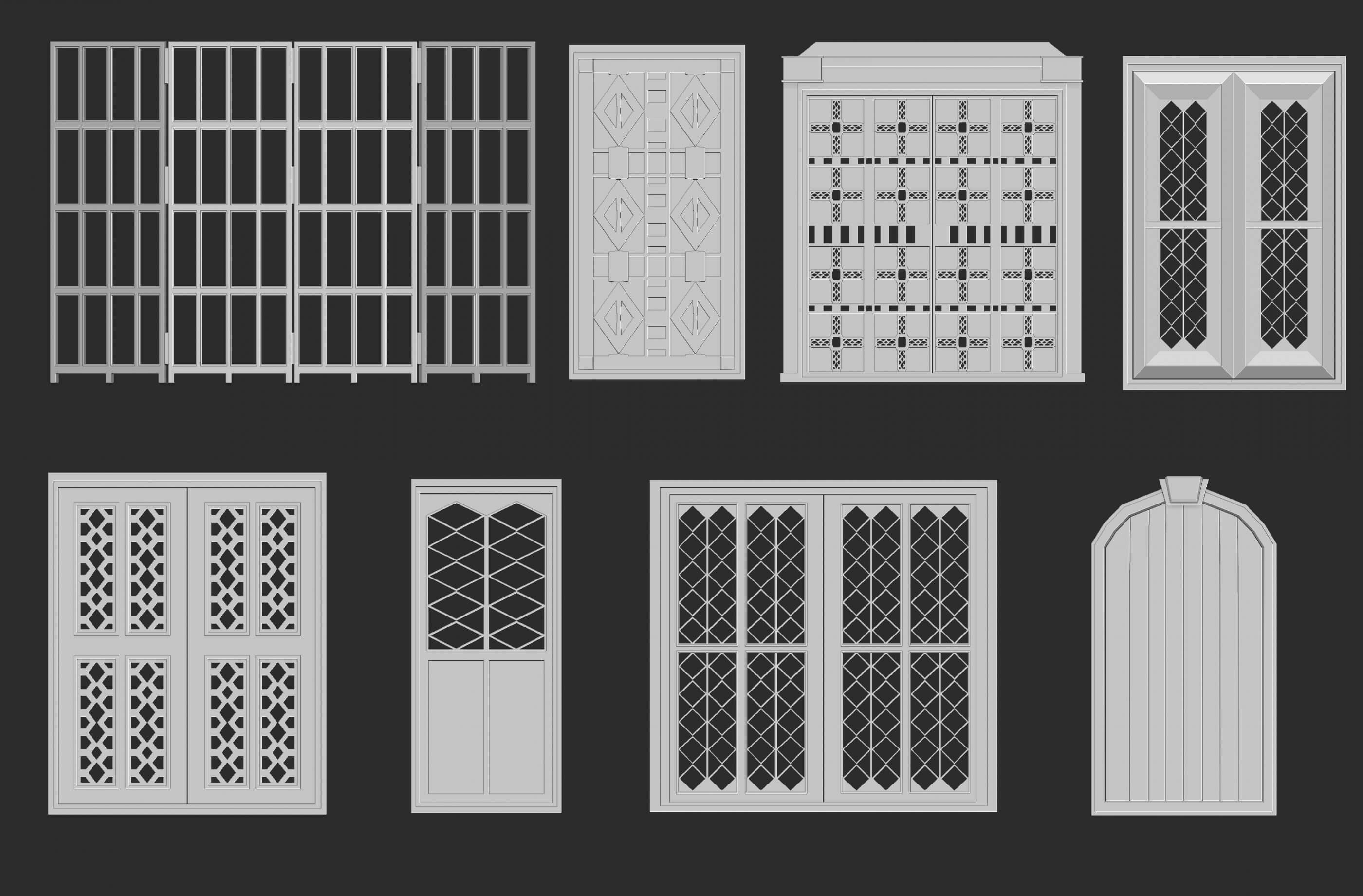 45 Low Poly Interior and Exterior Door Base Meshes IMM Brush by ...