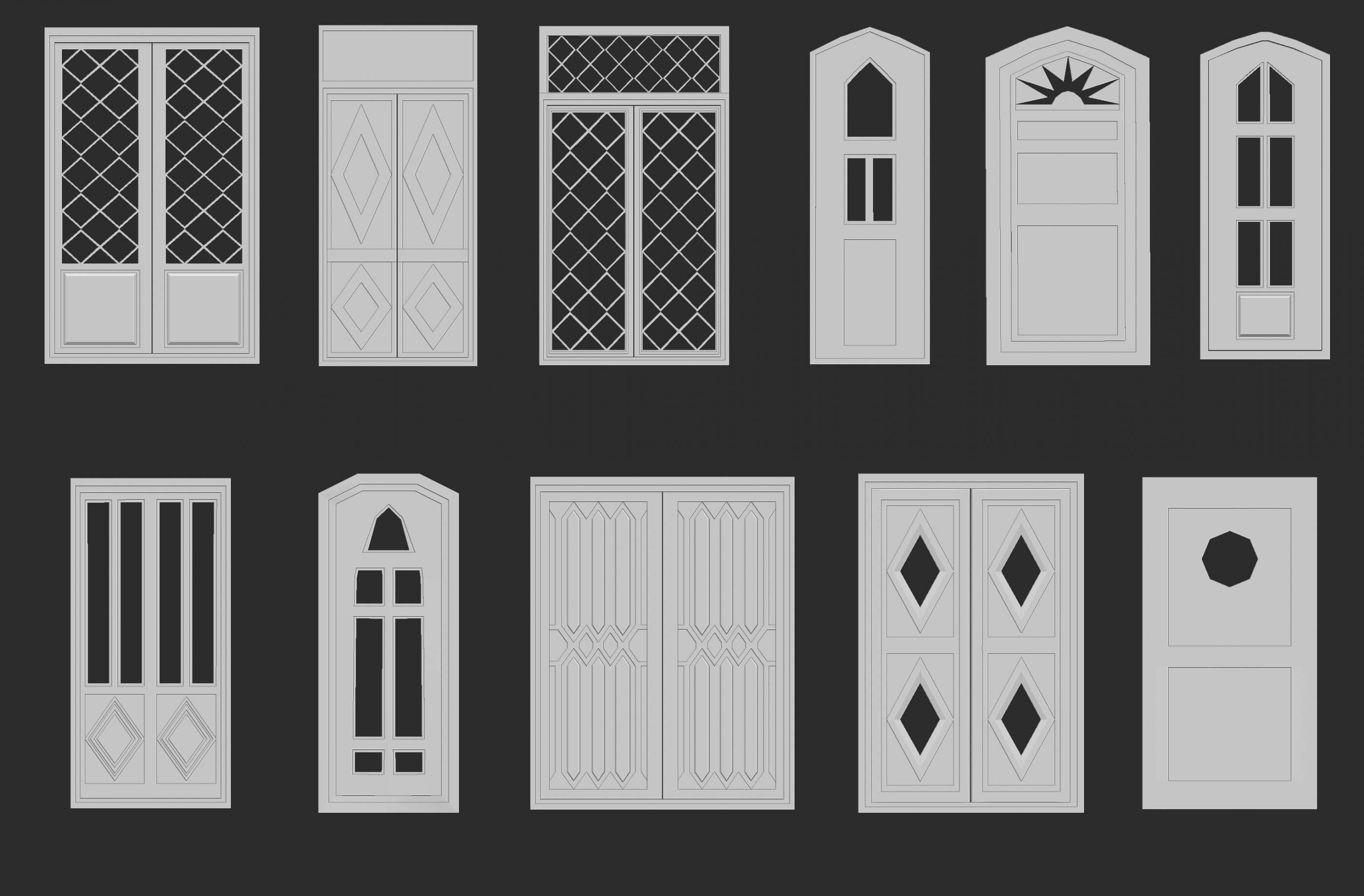 45 Low Poly Interior and Exterior Door Base Meshes IMM Brush by ...
