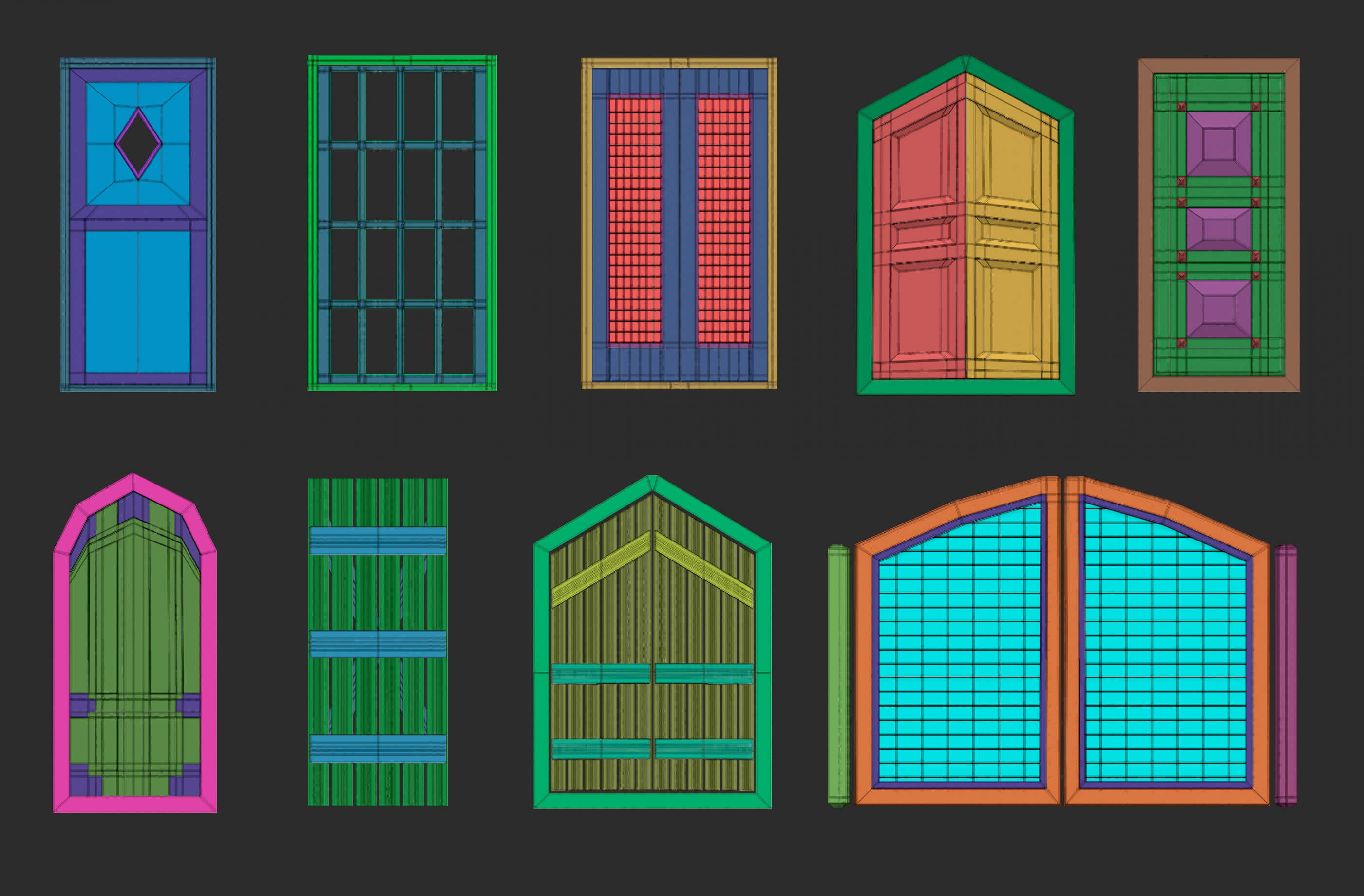 45 Low Poly Interior and Exterior Door Base Meshes IMM Brush by ...