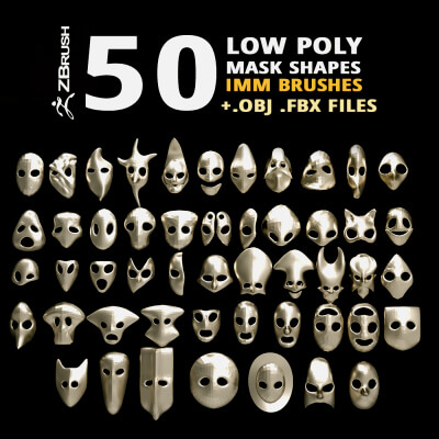 50 Low Poly Mask Shapes and Base Meshes IMM Set - Brush or Tool by ...