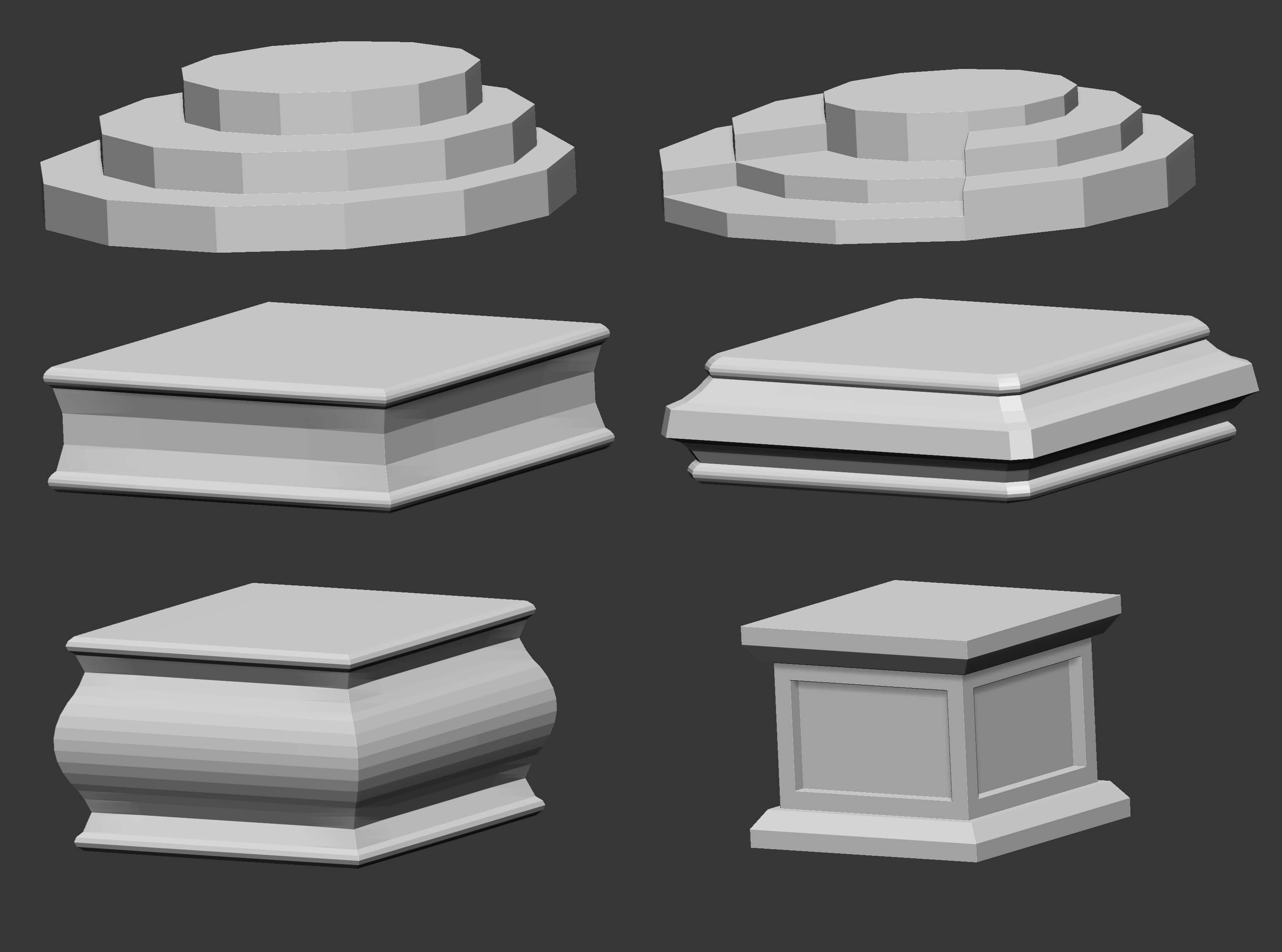 50 Low Poly Statue Pedestal and Podium Base Mesh IMM Set - Brush or ...