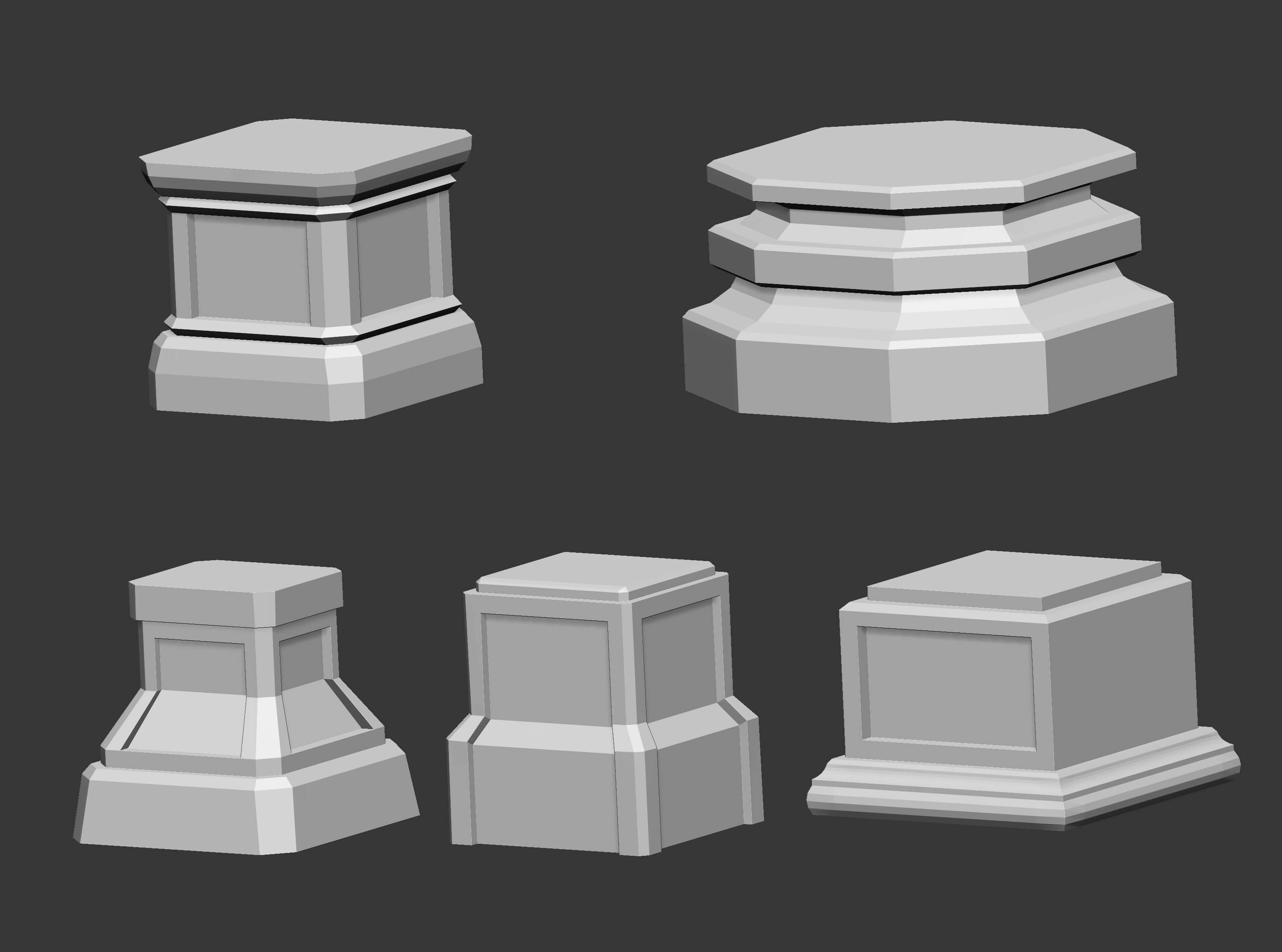 50 Low Poly Statue Pedestal and Podium Base Mesh IMM Set - Brush or ...