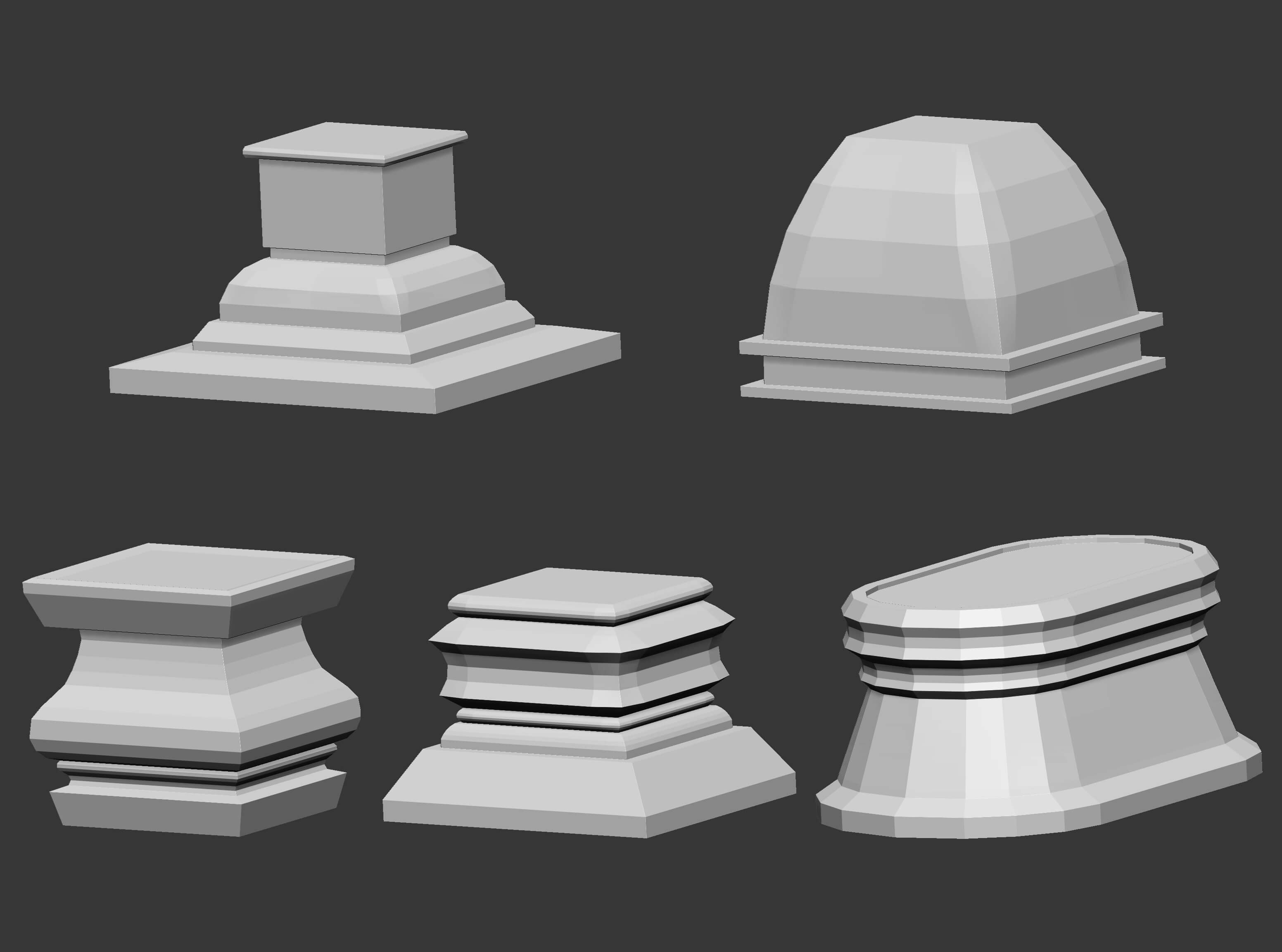 50 Low Poly Statue Pedestal and Podium Base Mesh IMM Set - Brush or ...