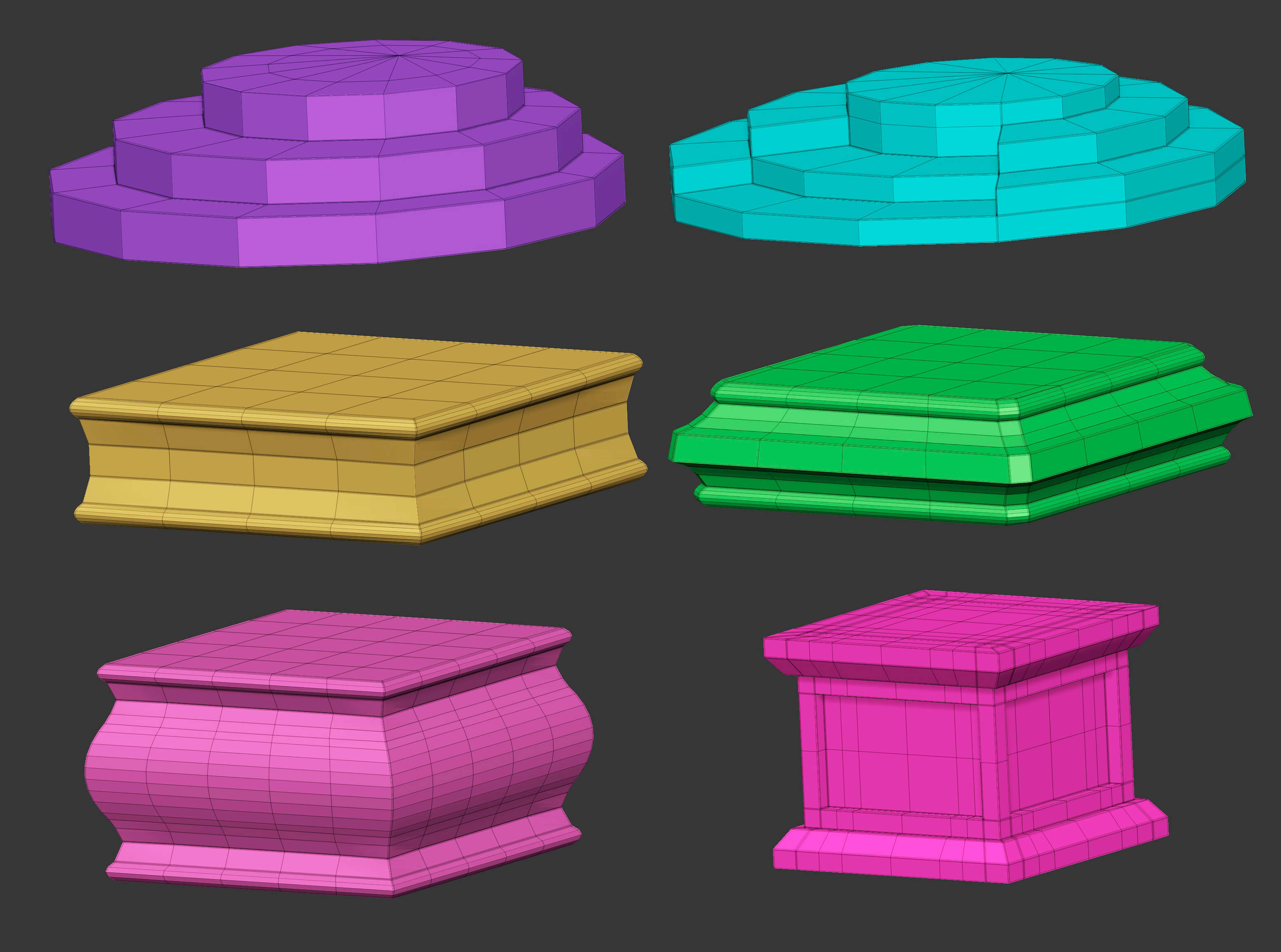 50 Low Poly Statue Pedestal and Podium Base Mesh IMM Set - Brush or ...