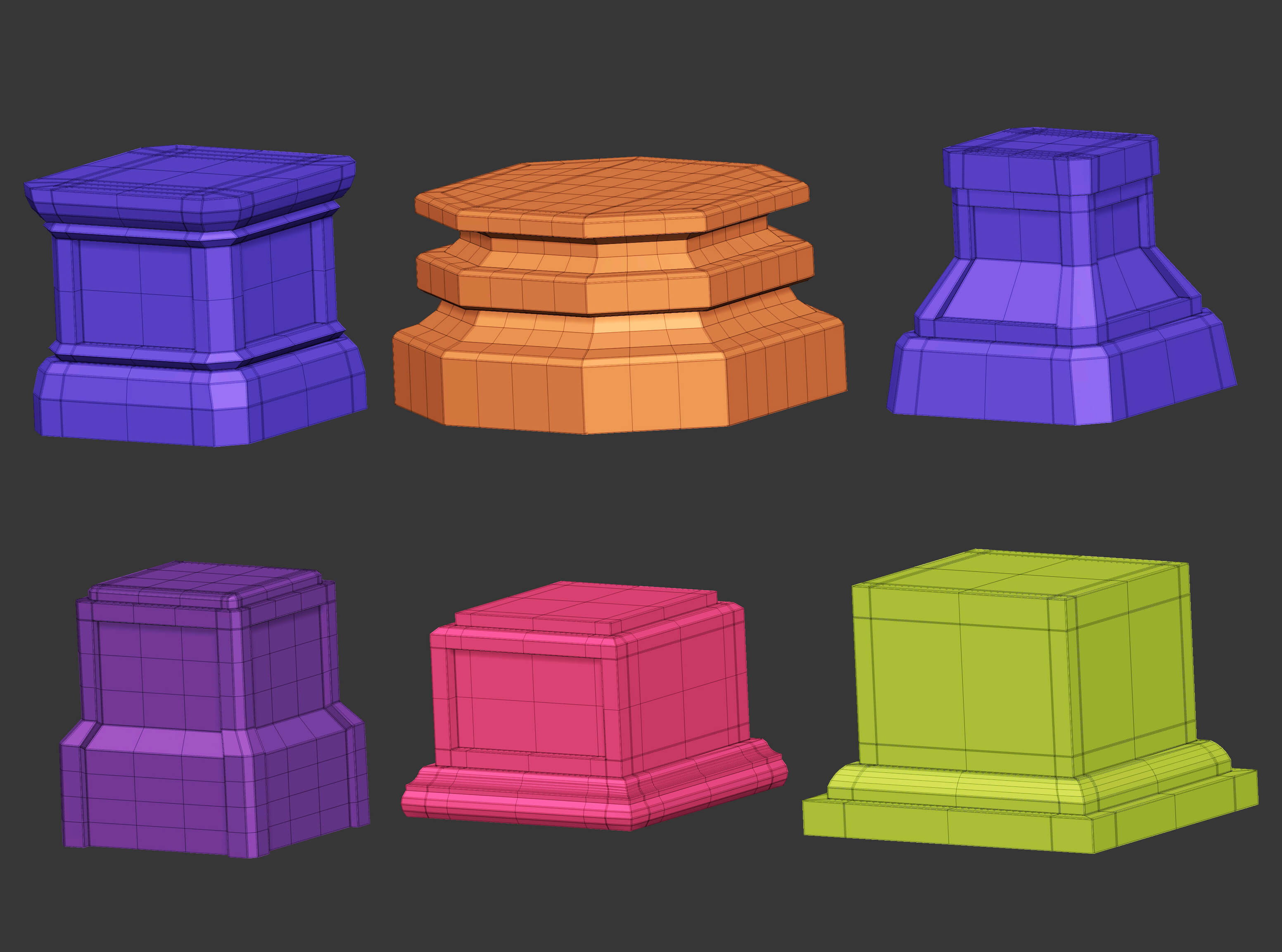 50 Low Poly Statue Pedestal and Podium Base Mesh IMM Set - Brush or ...