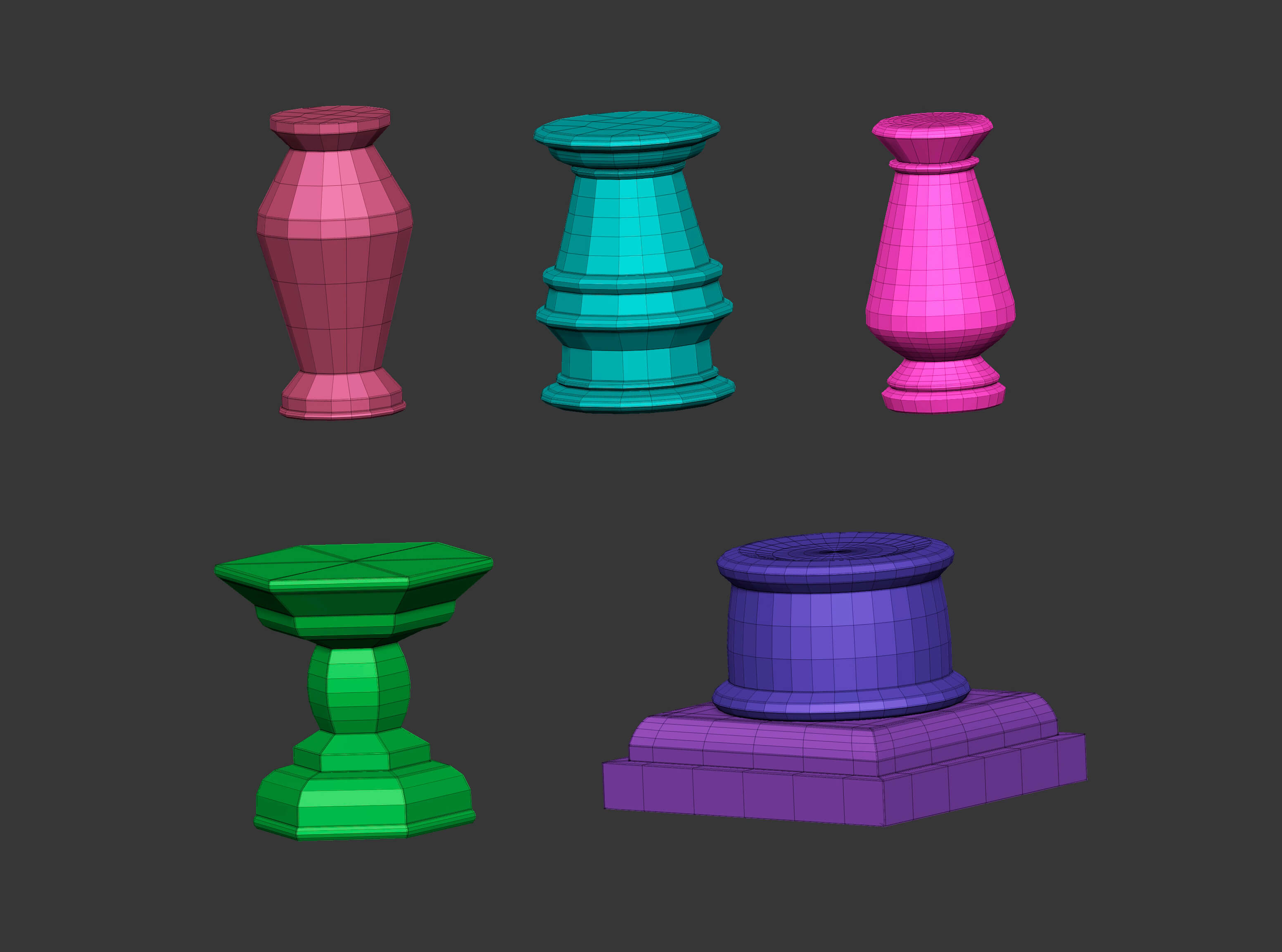 50 Low Poly Statue Pedestal and Podium Base Mesh IMM Set - Brush or ...