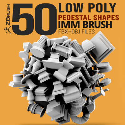 50 Low Poly Statue Pedestal and Podium Base Mesh IMM Set - Brush or ...