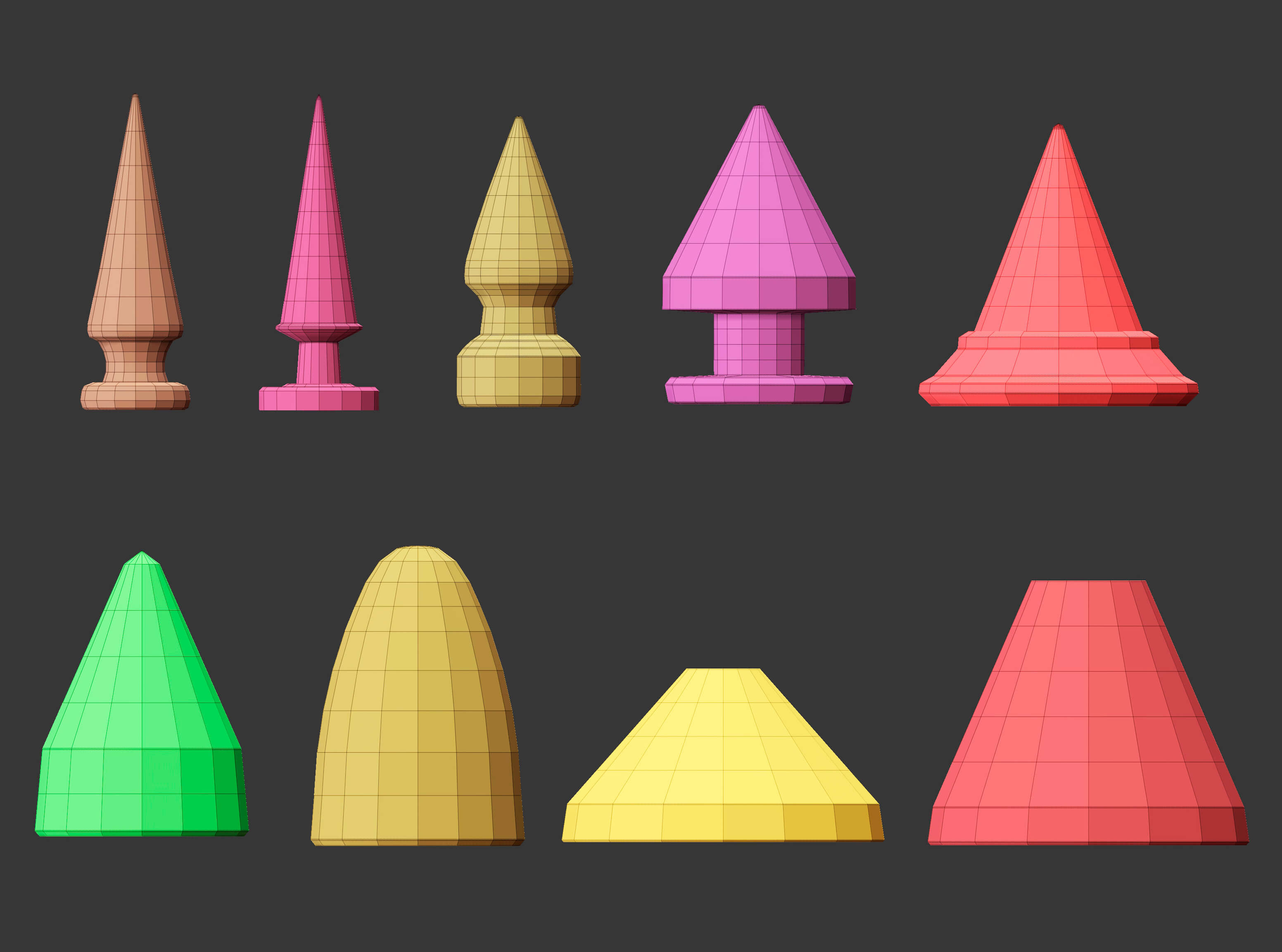 50 Low Poly Studs and Spikes Base Mesh Shapes IMM Set - Brush or Tool ...