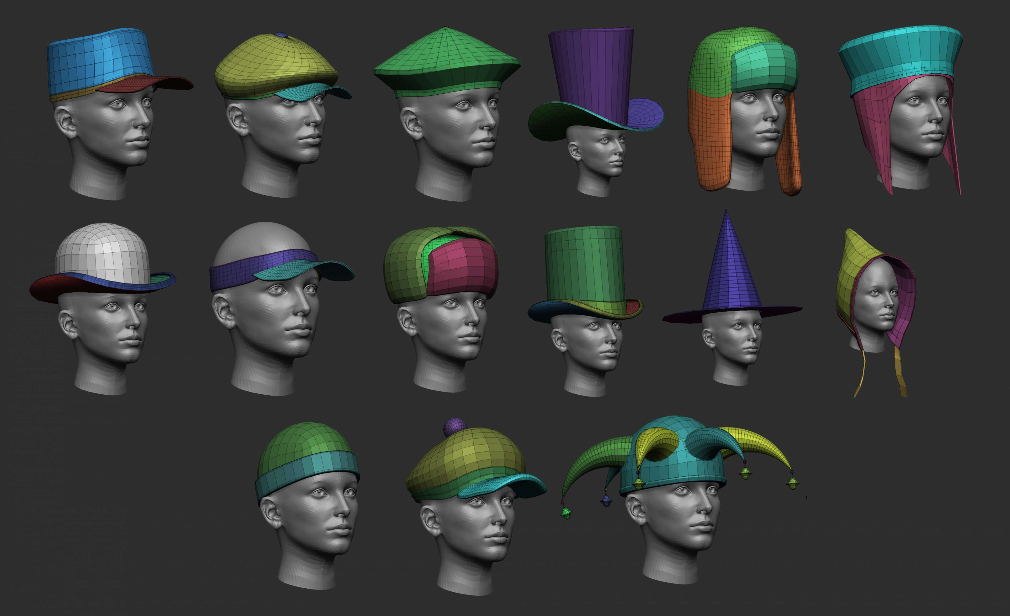 60 Low Poly Hat and Headwear Base Mesh Shapes IMM - Brush or Tool by ...