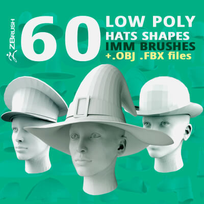 60 Low Poly Hat and Headwear Base Mesh Shapes IMM - Brush or Tool by ...