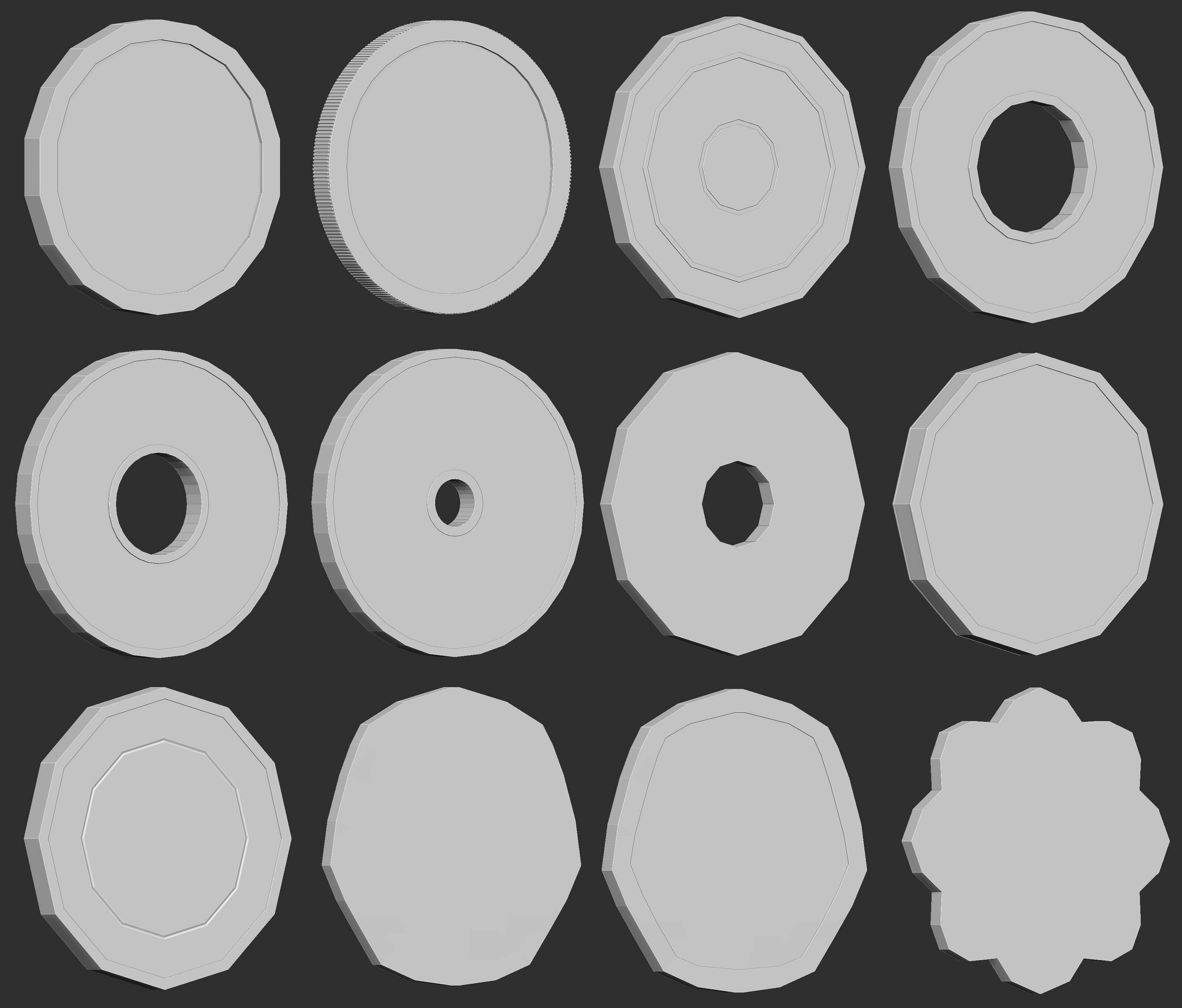 60 Various Coin or Money Base Mesh Shapes IMM Zbrush Set - 3D Model by ...