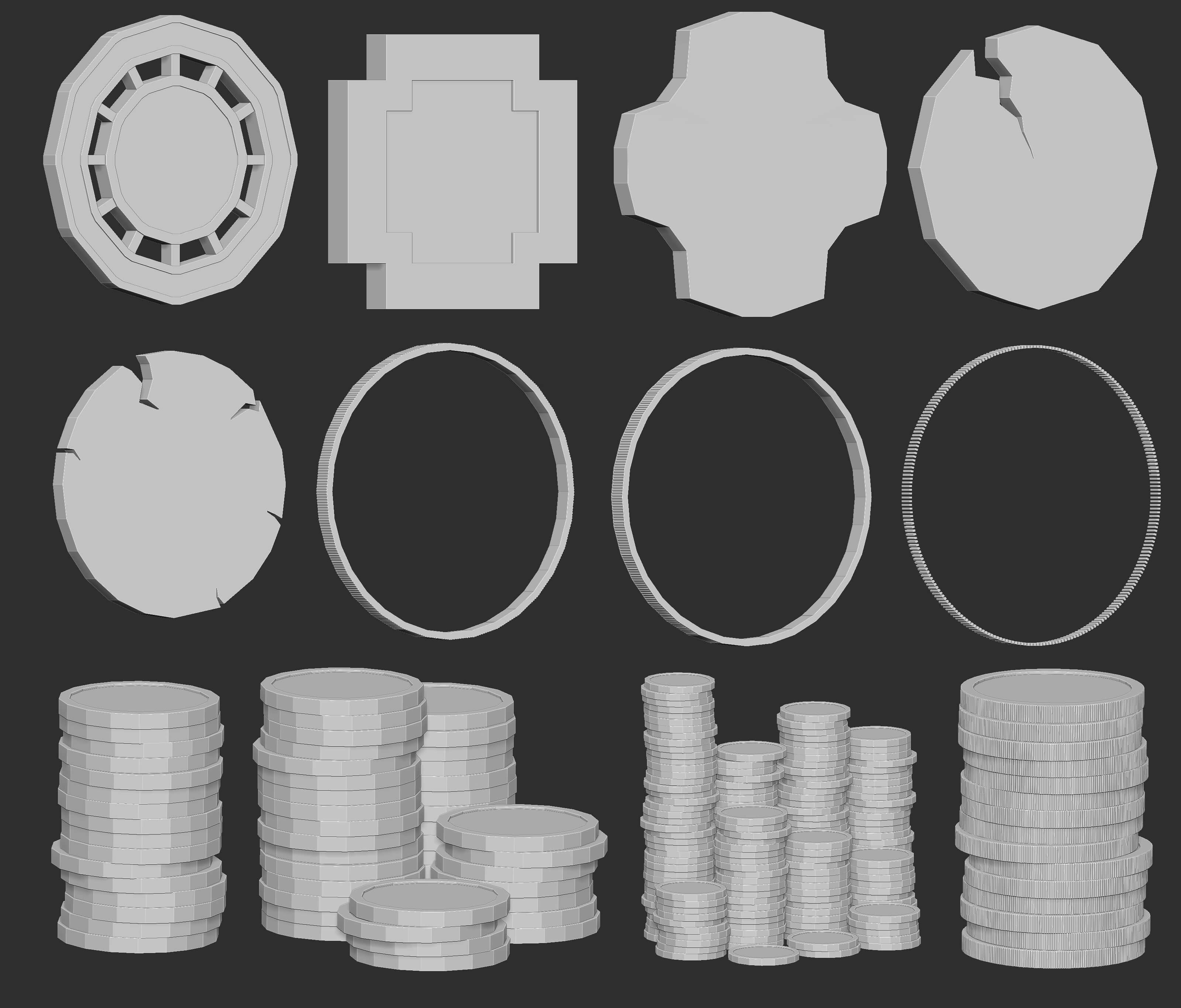 60 Various Coin or Money Base Mesh Shapes IMM Zbrush Set - 3D Model by ...