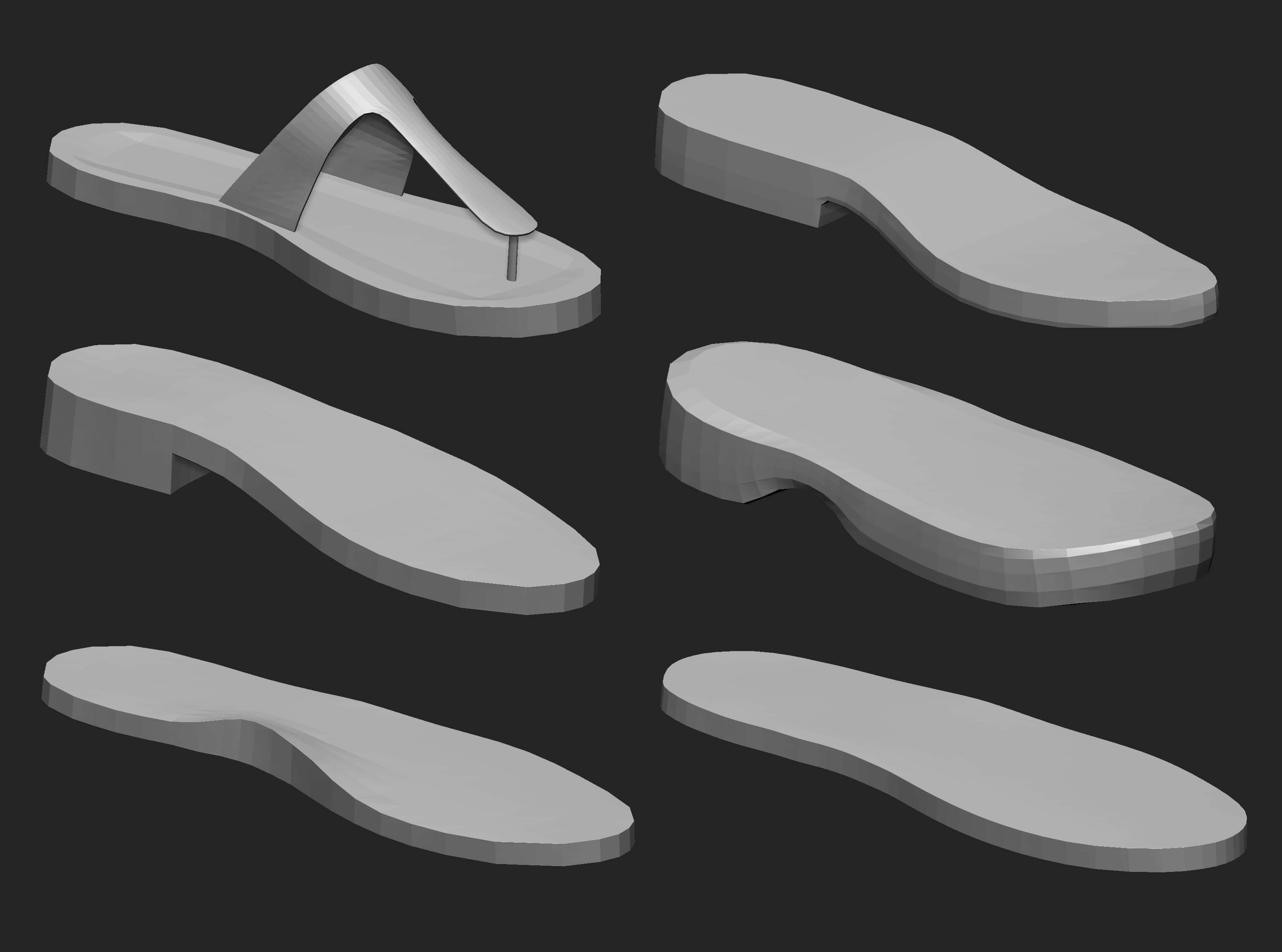 65 Low Poly Shoe Footwear Base Mesh and Parts IMM Set - Brush or Tool ...