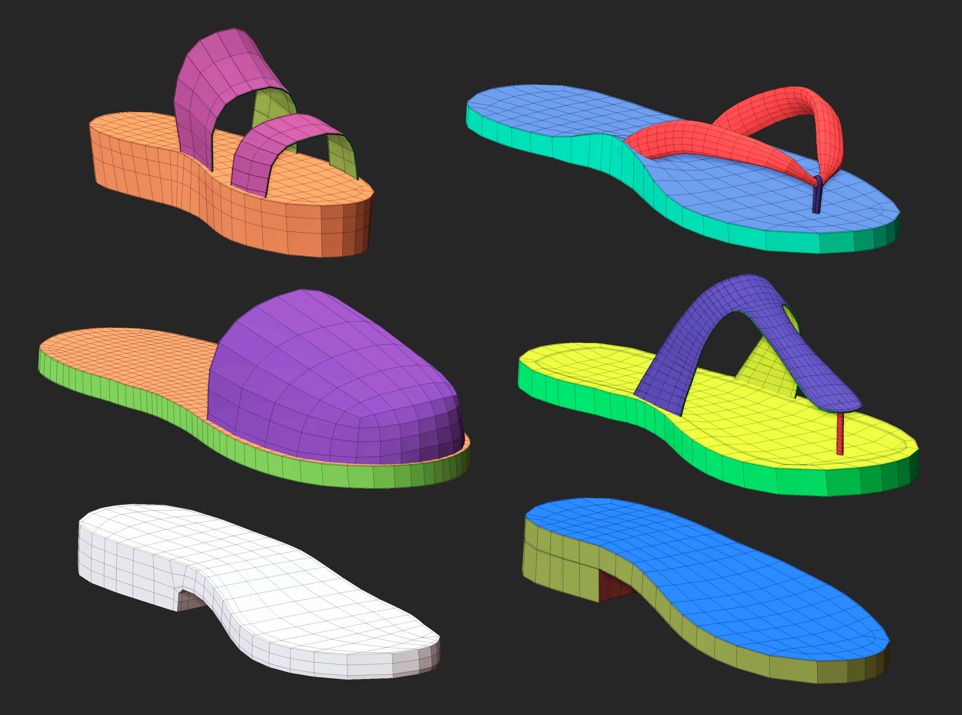 65 Low Poly Shoe Footwear Base Mesh and Parts IMM Set - Brush or Tool ...