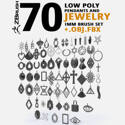 70 Low Poly Jewelery Pendant Shapes and Forms IMM Set - Brush or Tool ...