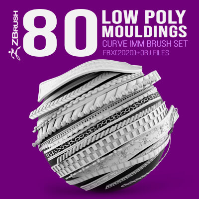 80 Low Poly Carved Moldings Shapes IMM, Curve IMM - Brush or Tool by ...