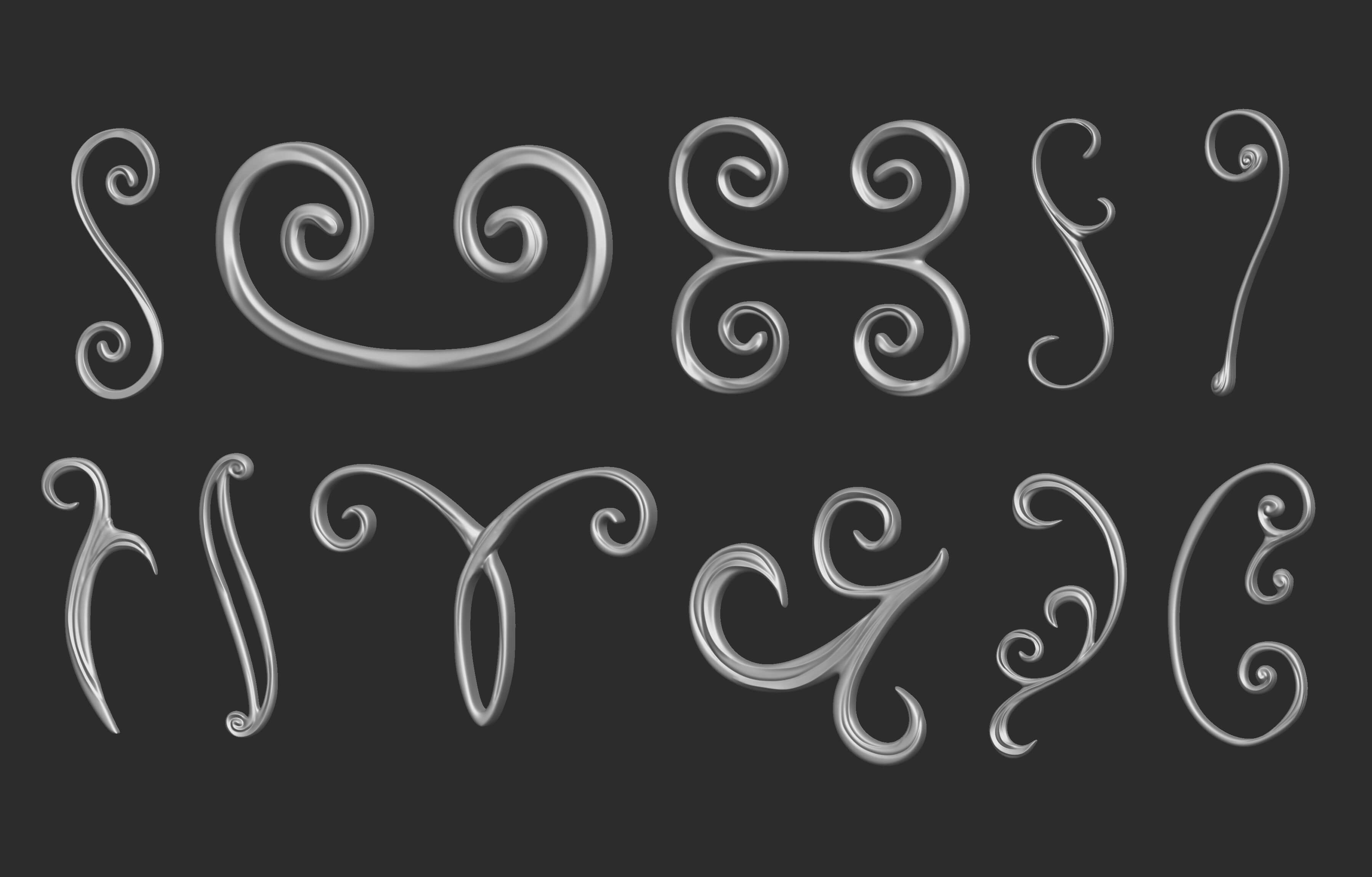 85 Mid Poly Carved Baroque Floral Ornament Decals IMM Set - Brush or ...