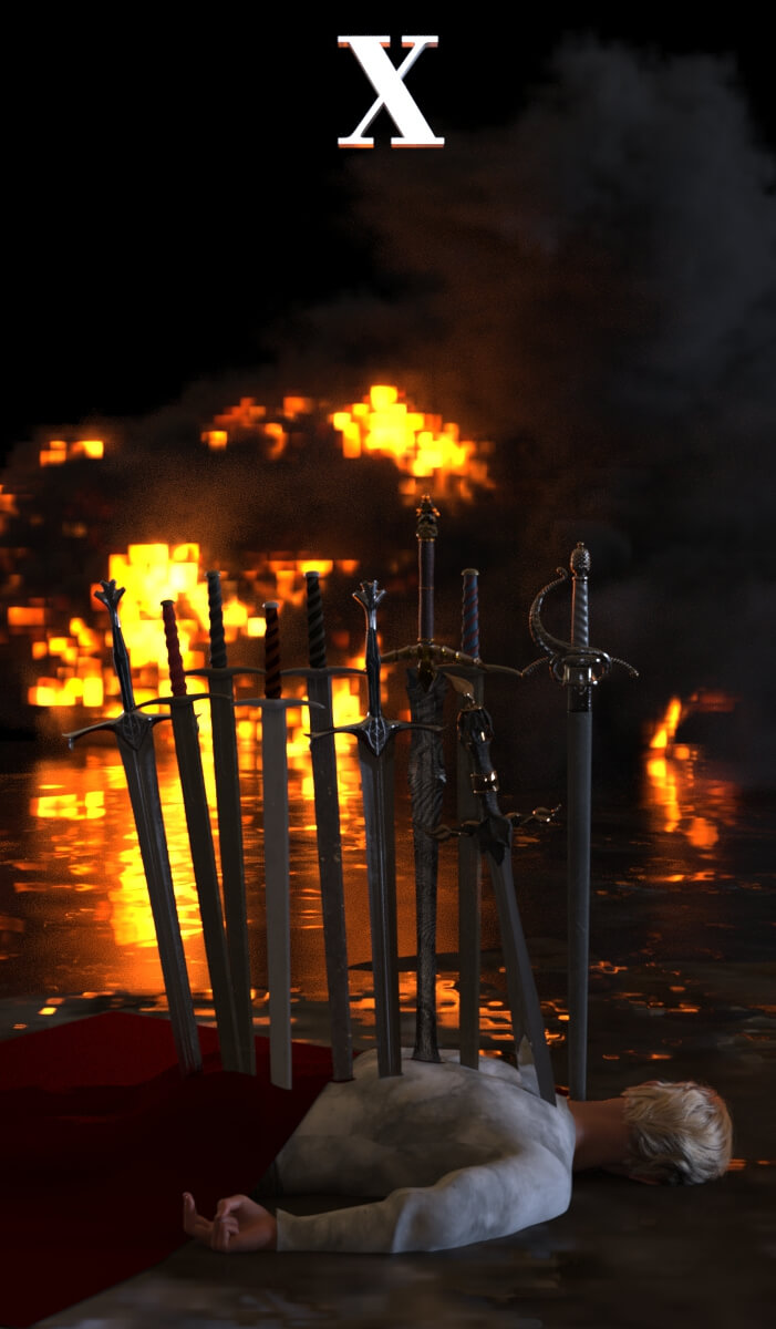 10 of Swords 3D Render, Digital Art by Brimmer75