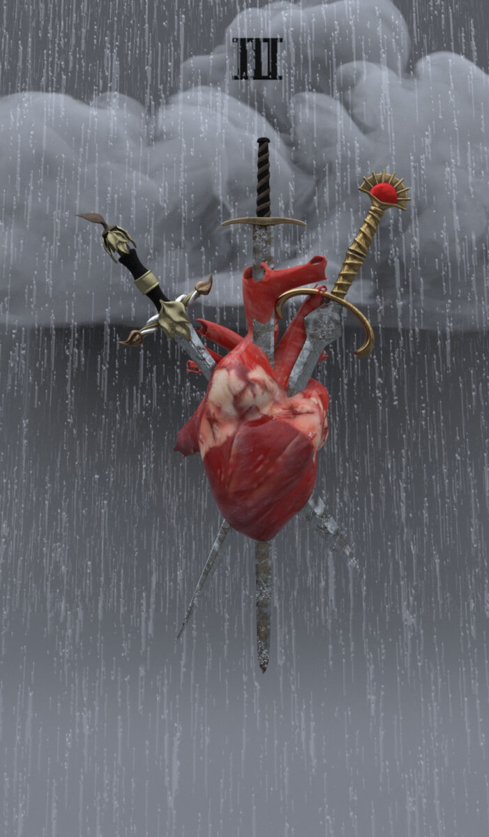 3 of Swords 3D Render, Digital Art by Brimmer75