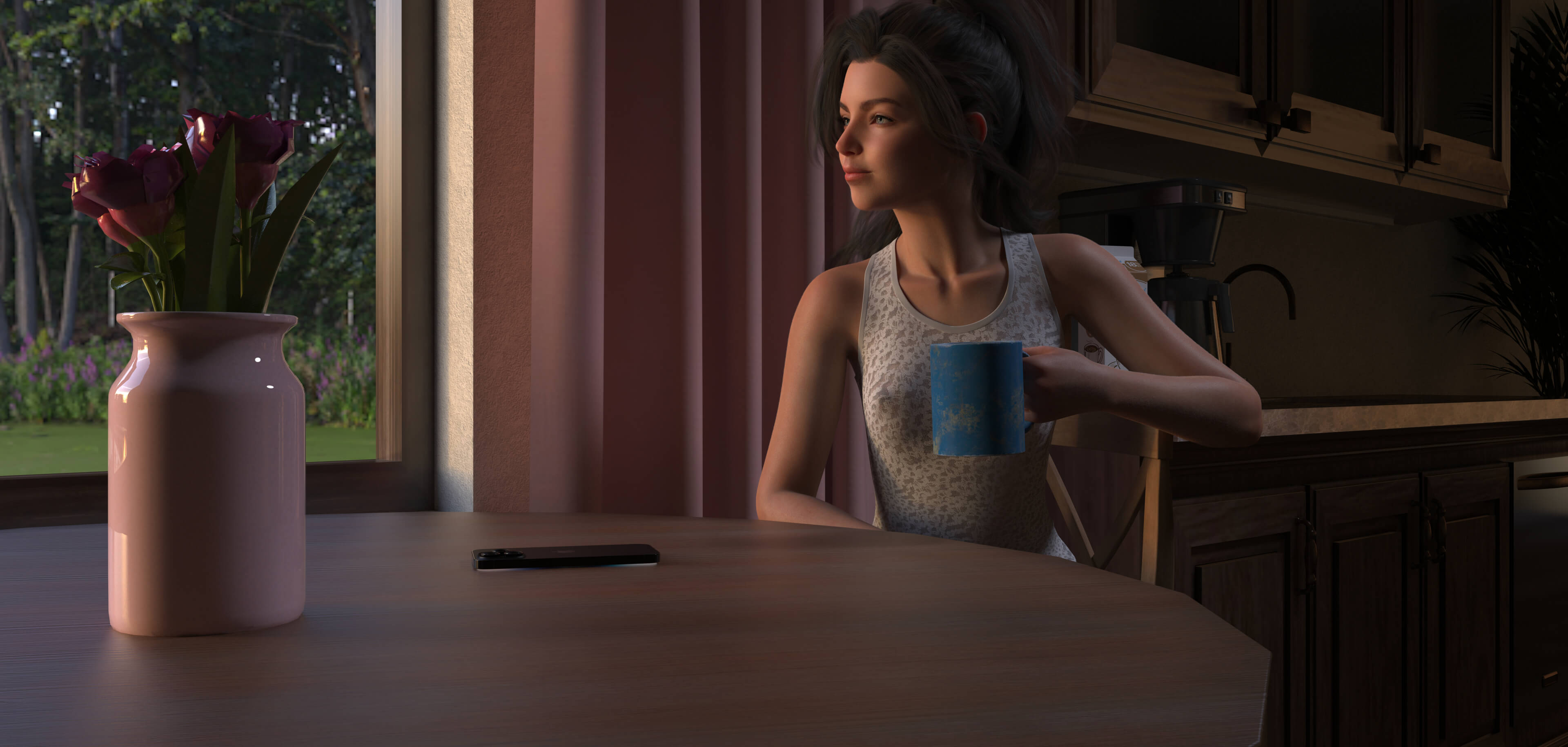 Daydream and Coffee 3D Render, Digital Art by Brimmer75