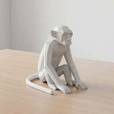 Low Poly Monkey 3D Printable 3D Print Model by brunonunesdp