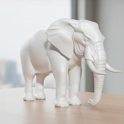 Realistic Elephant 3D Printable 3D Print Model by brunonunesdp