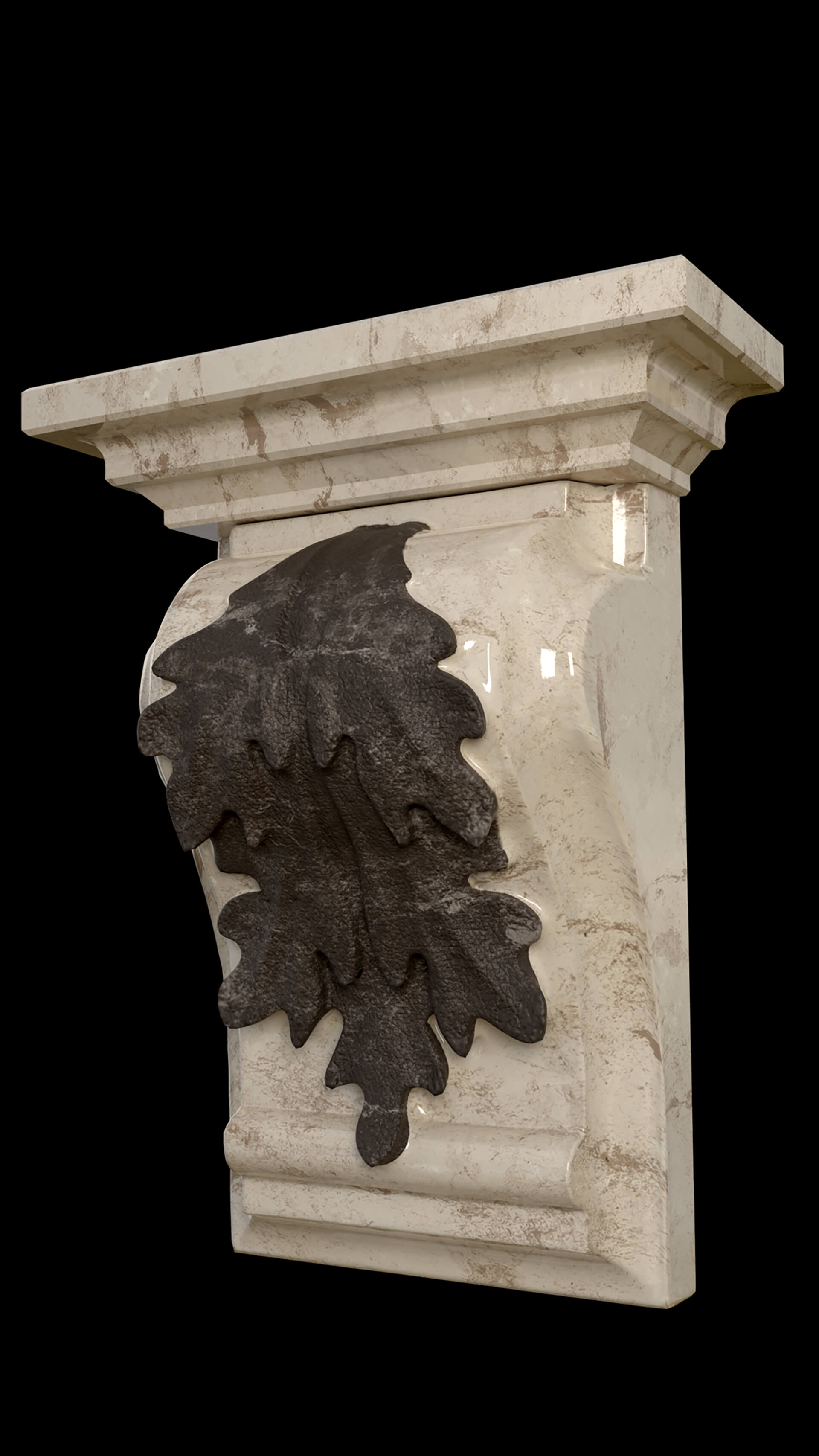 C Plaster Marble Shelf and Bracket - 3D Model by BsTen