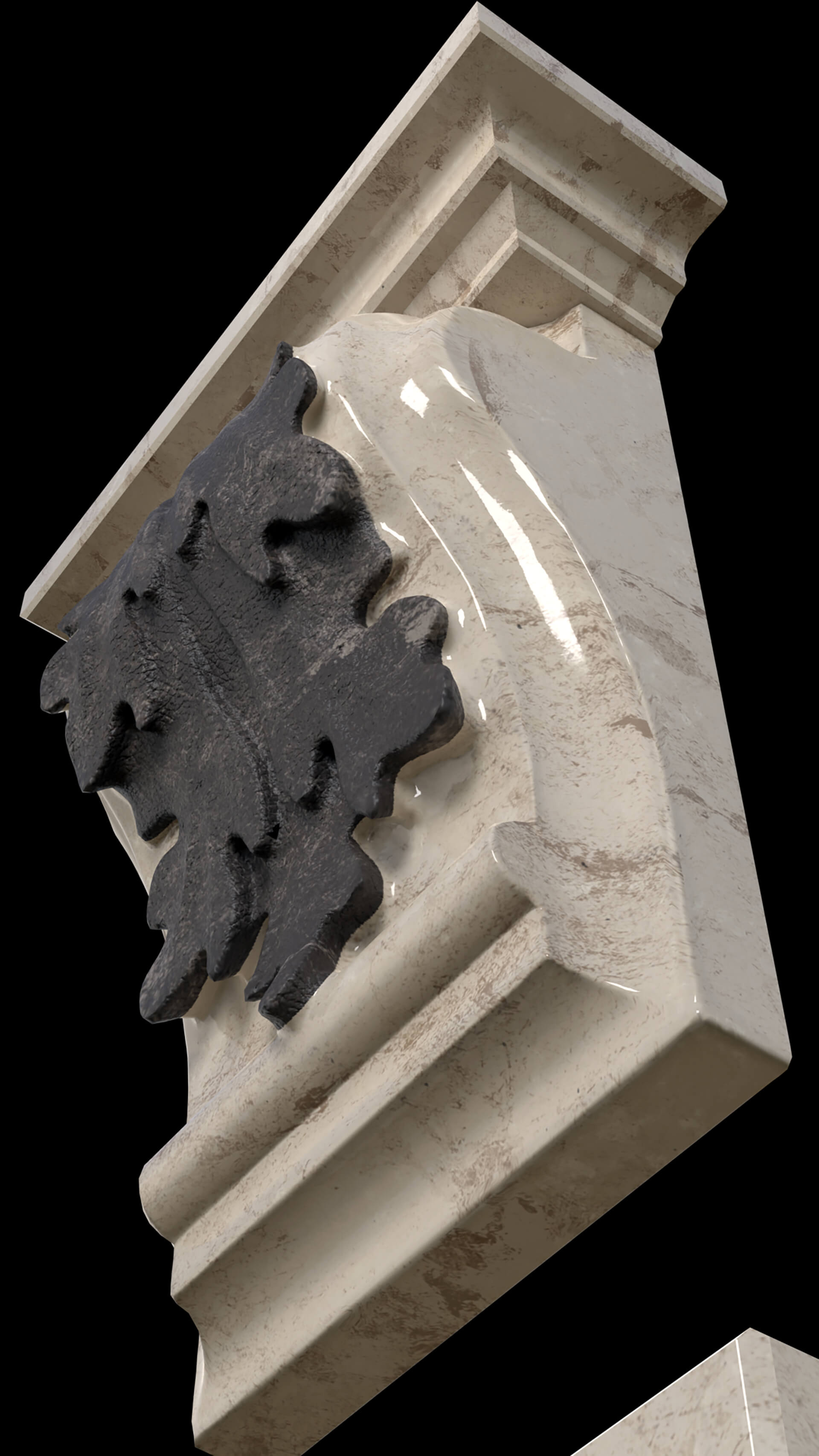 C Plaster Marble Shelf and Bracket - 3D Model by BsTen