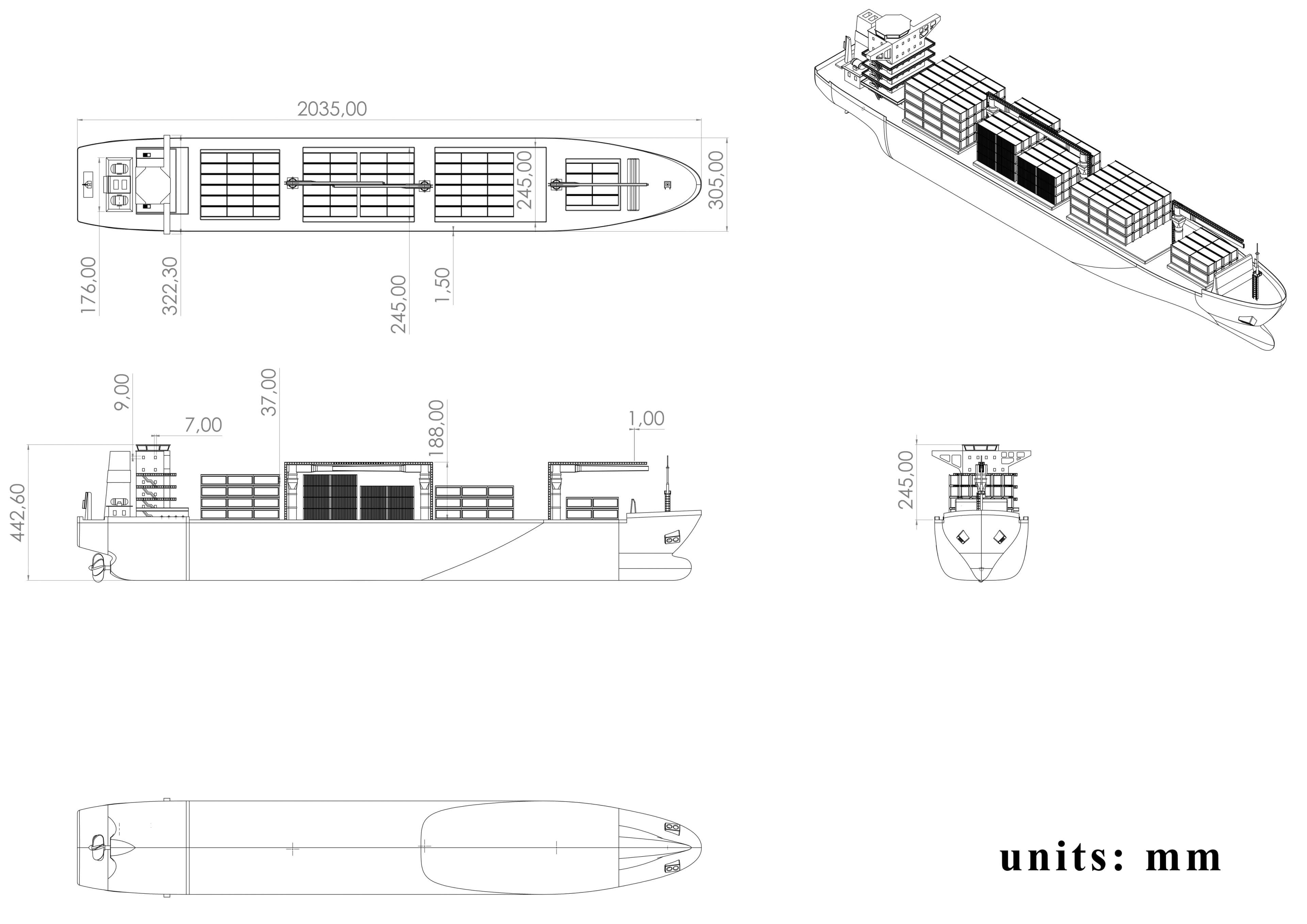 Container Ship - 3D Model by BsTen