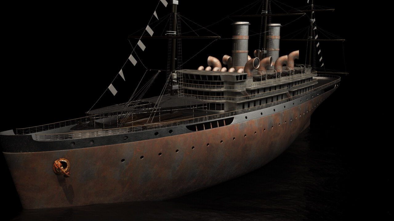 Cruise Ship Floating in Water - 3D Model by BsTen