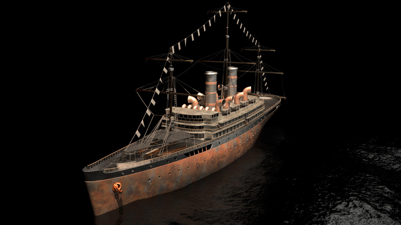 Cruise Ship Floating in Water - 3D Model by BsTen