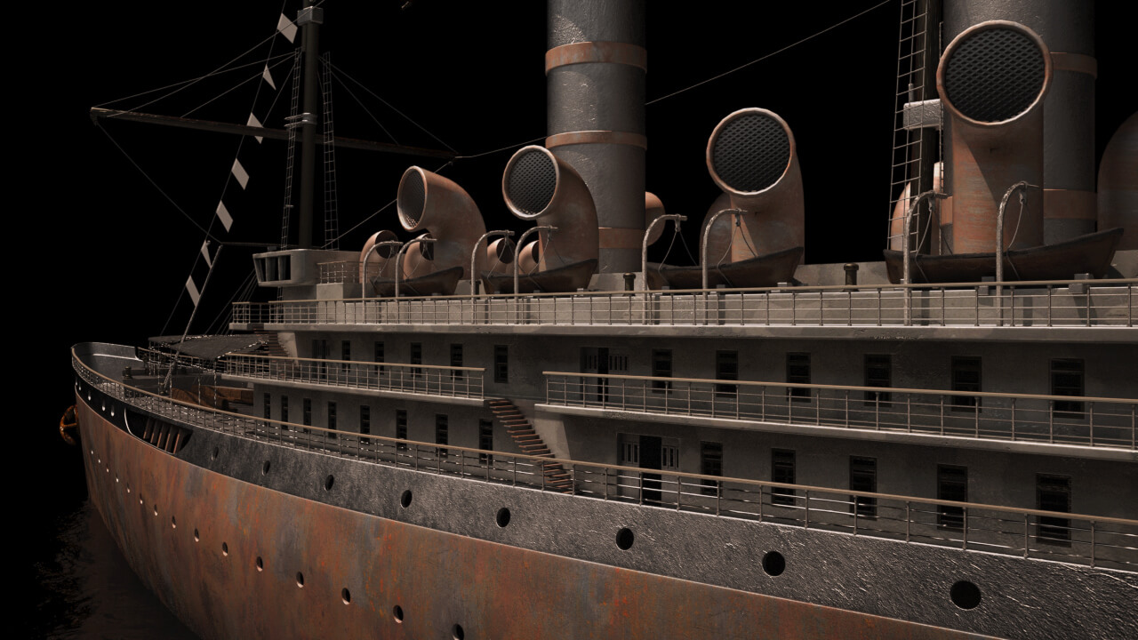 Cruise Ship Floating in Water - 3D Model by BsTen