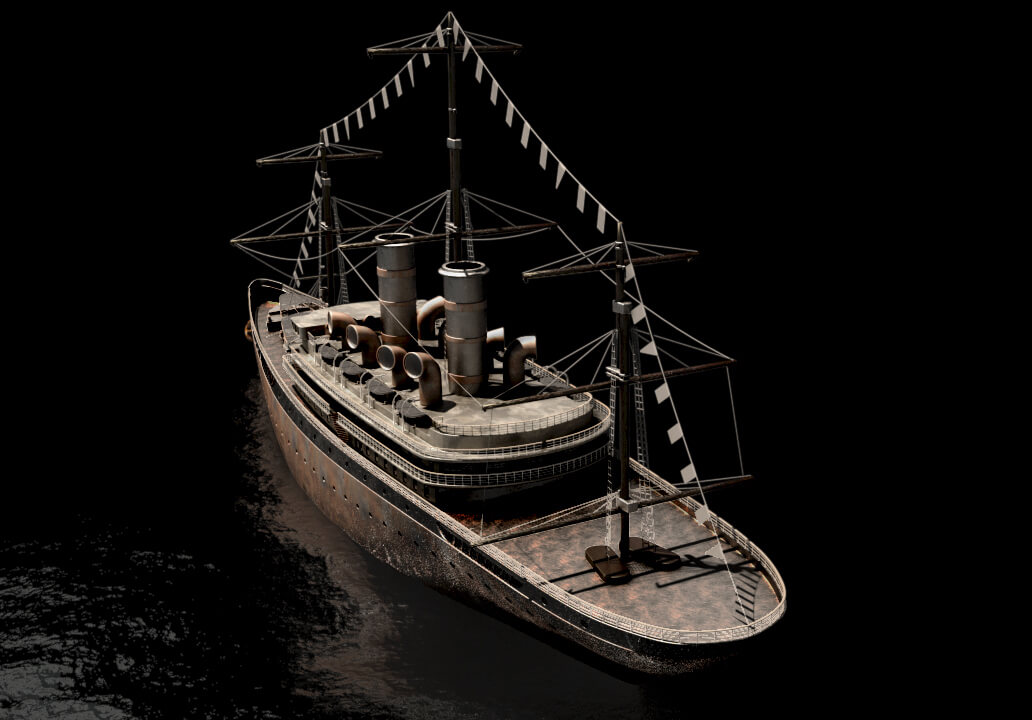 Cruise Ship Floating in Water - 3D Model by BsTen