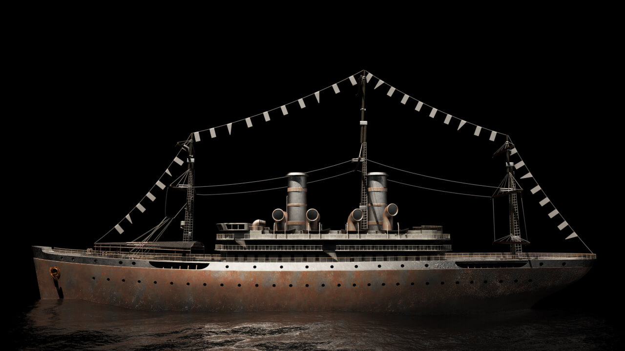 Cruise Ship Floating in Water - 3D Model by BsTen