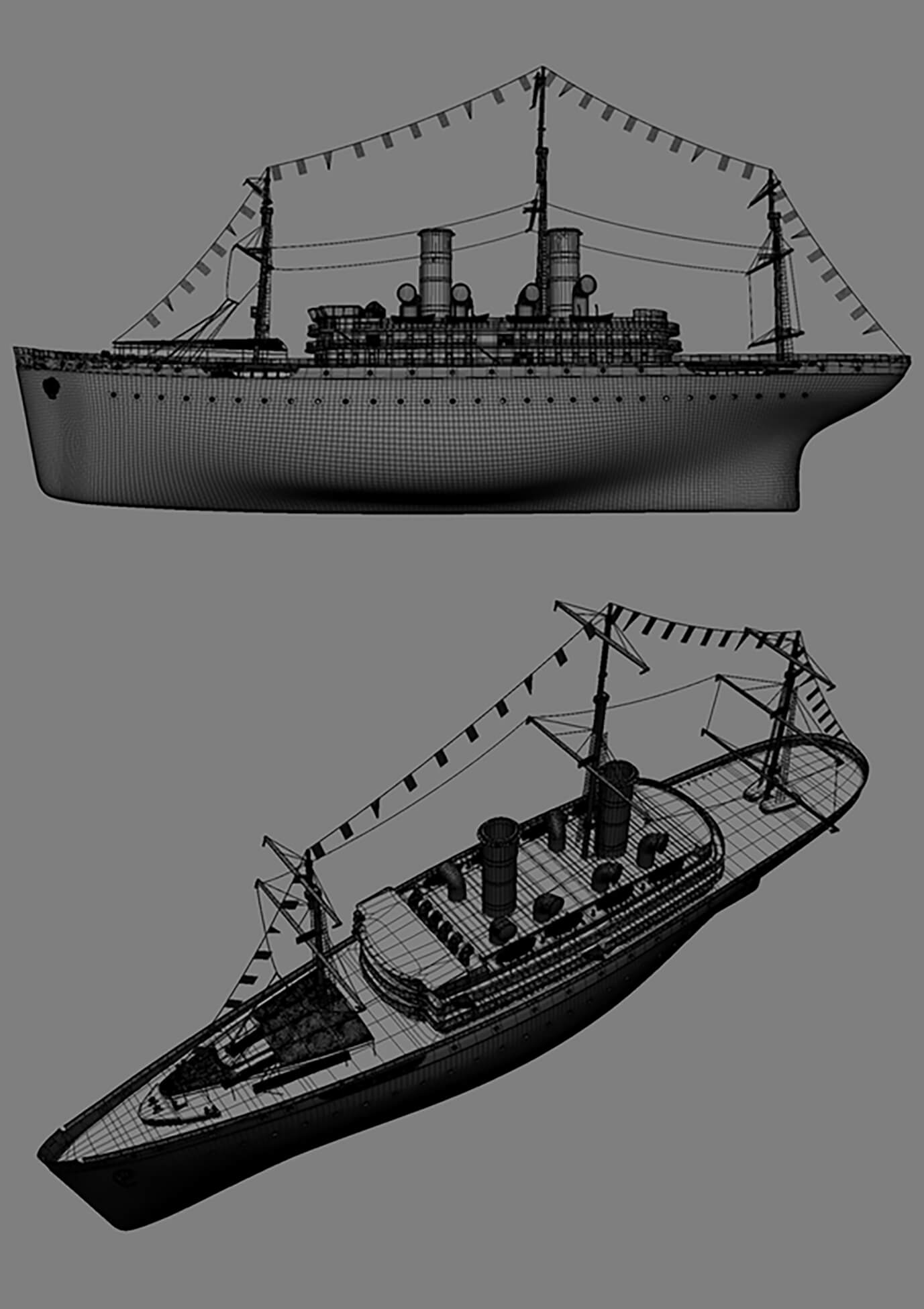 Cruise Ship Floating in Water - 3D Model by BsTen