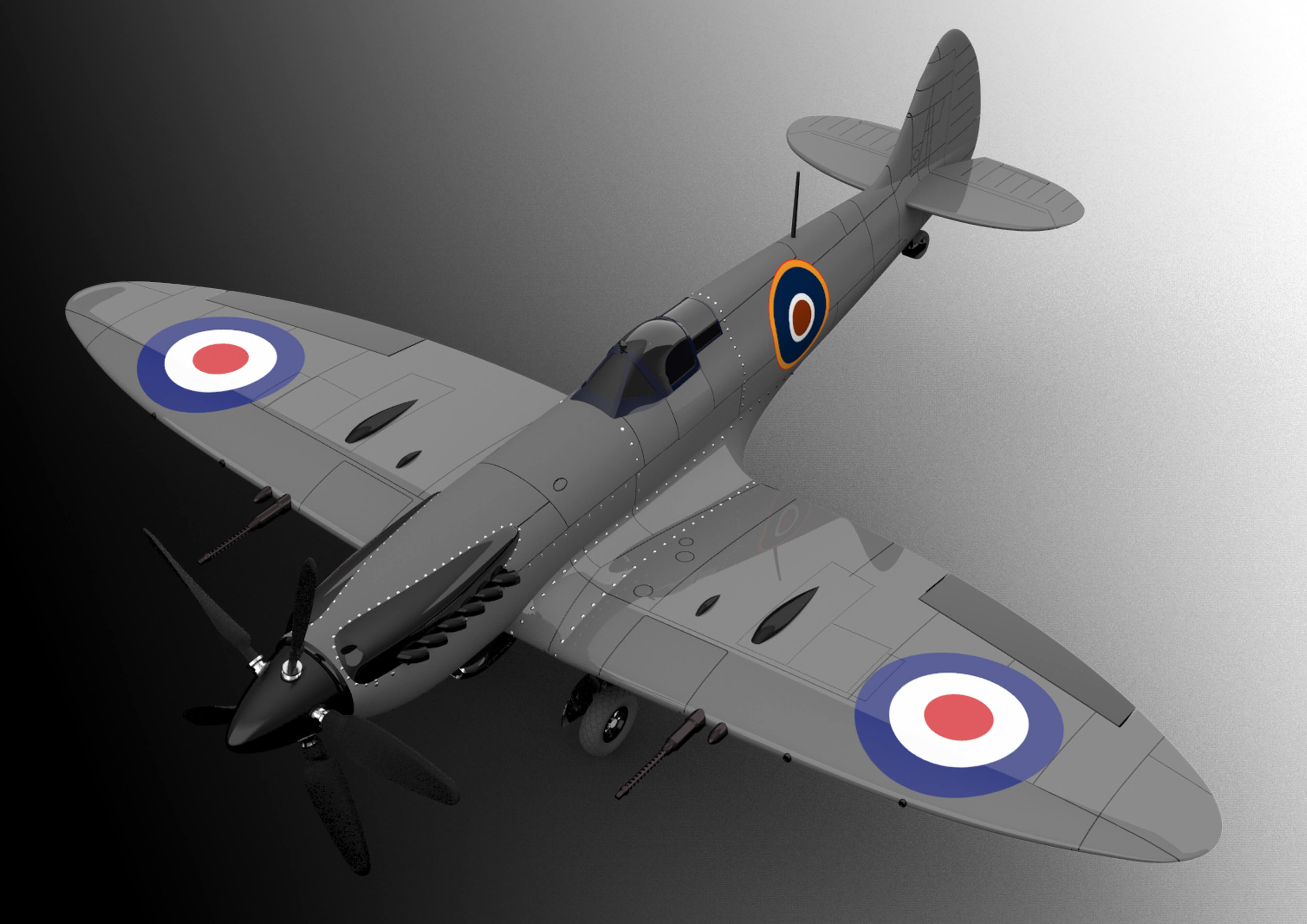 Fighter British Spitfire - 3D Model by BsTen