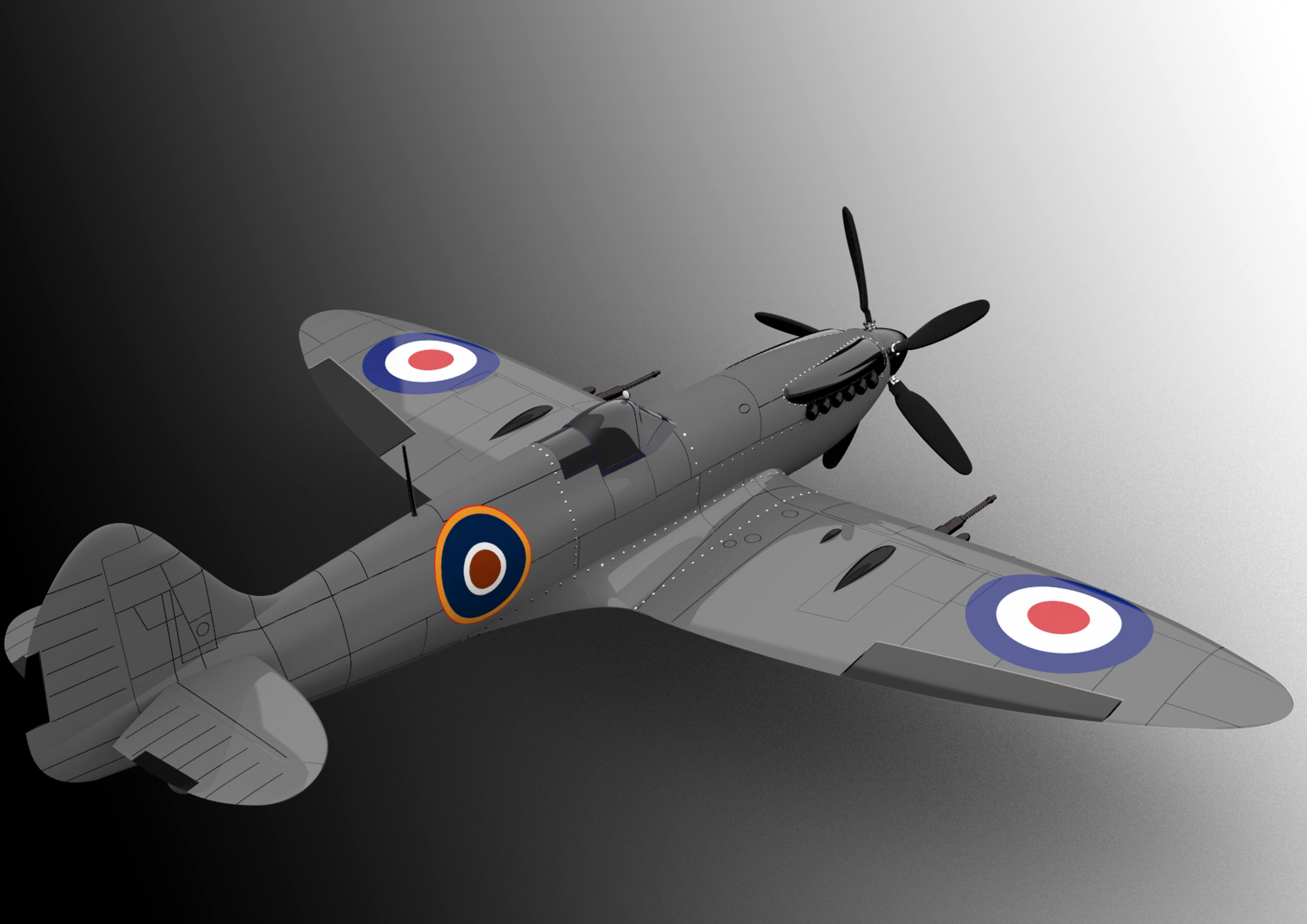 Fighter British Spitfire - 3D Model by BsTen
