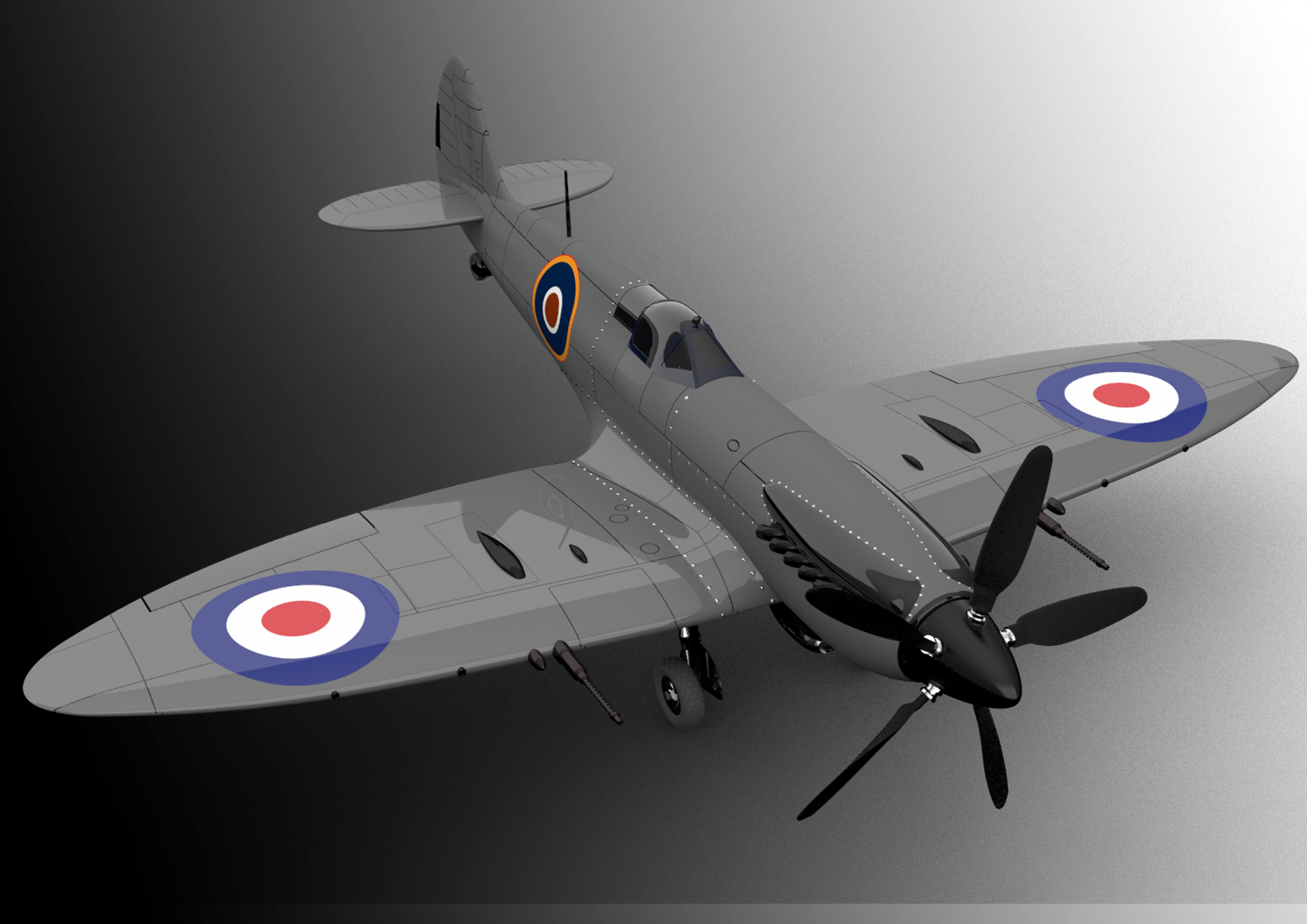 Fighter British Spitfire - 3D Model by BsTen