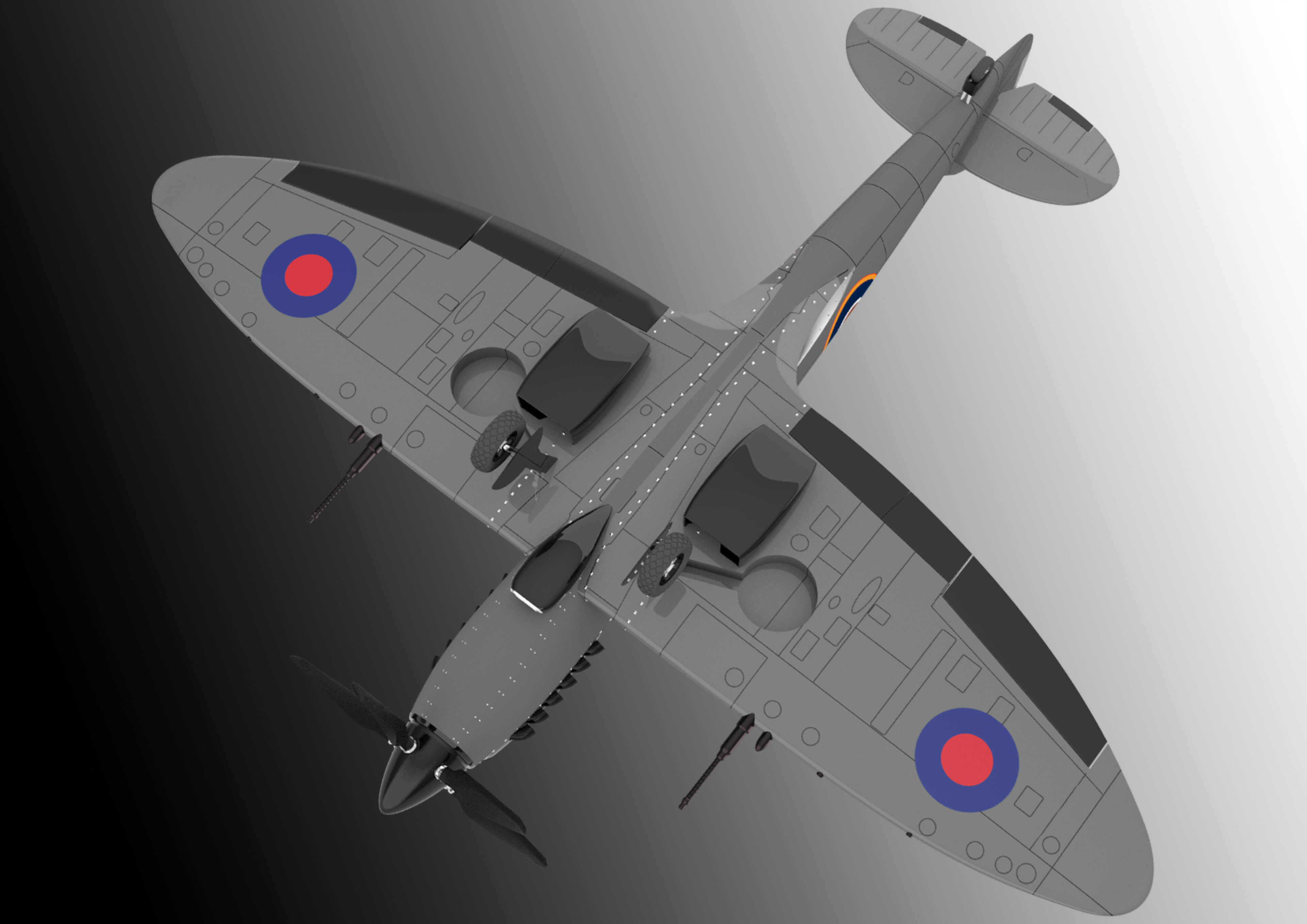 Fighter British Spitfire - 3D Model by BsTen