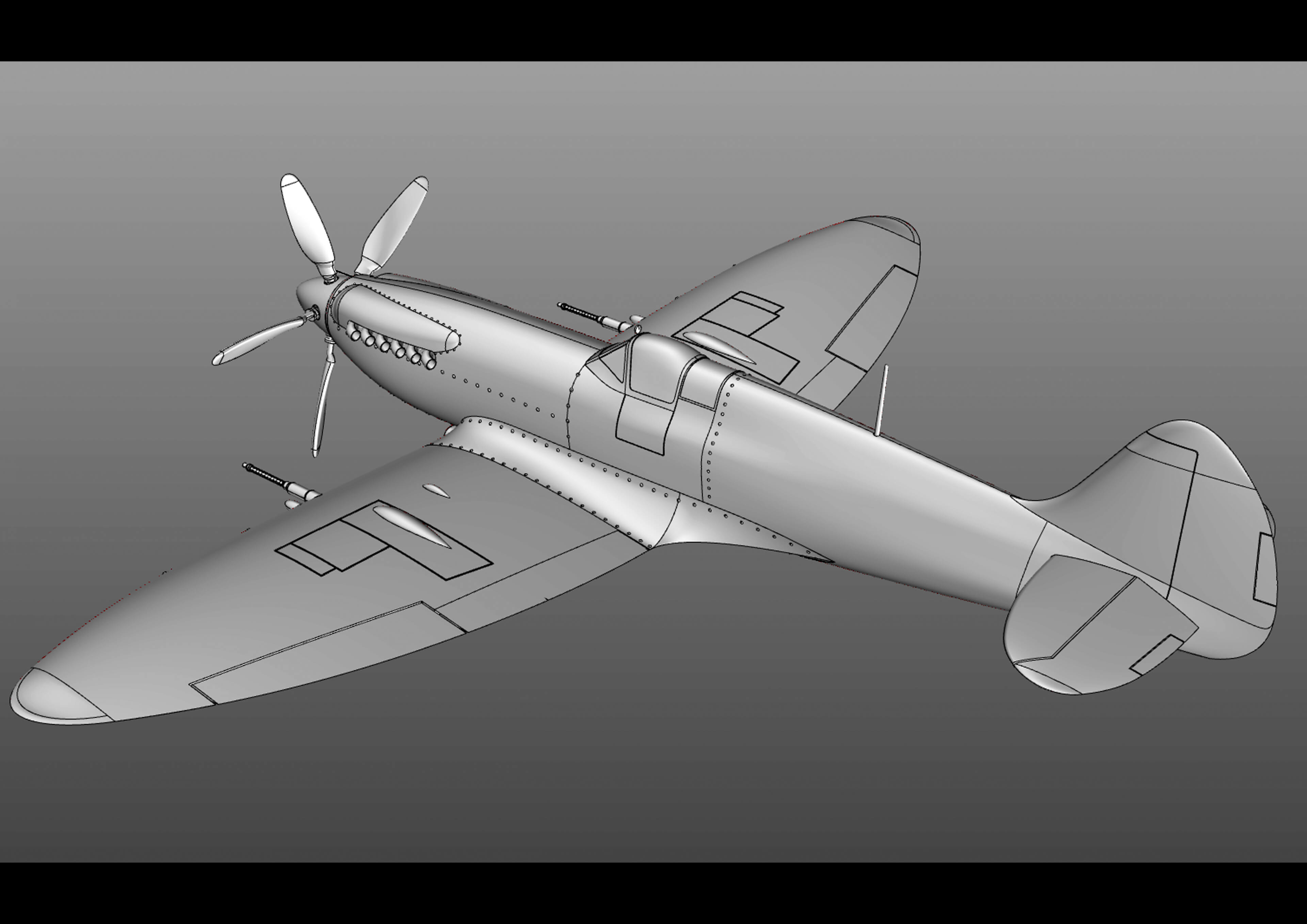 Fighter British Spitfire - 3D Model by BsTen
