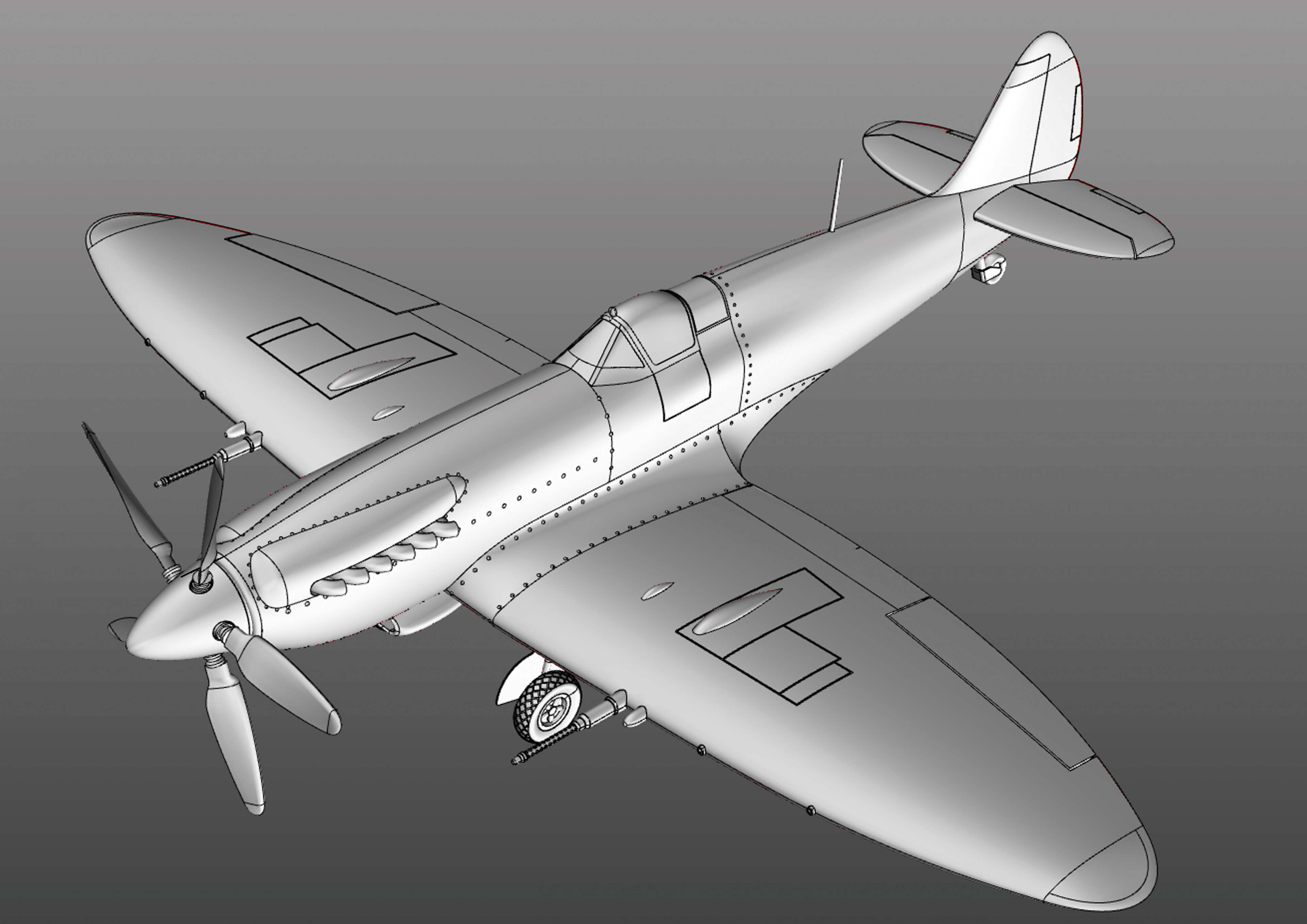 Fighter British Spitfire - 3D Model by BsTen