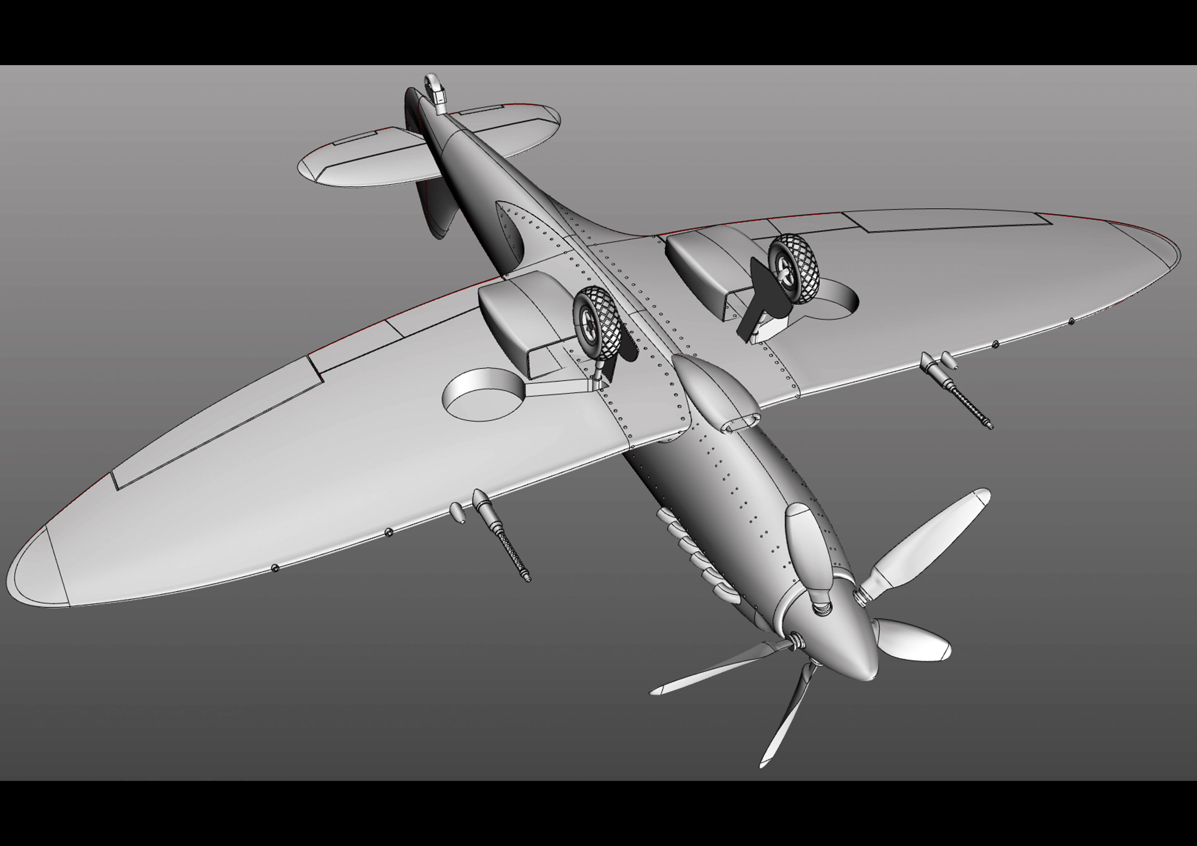 Fighter British Spitfire - 3D Model by BsTen